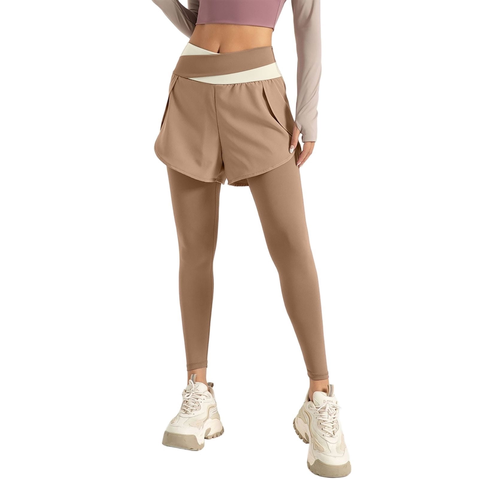 BAODANN Two Women's Fitness Formal Short Pants for Women Straight Leg ...