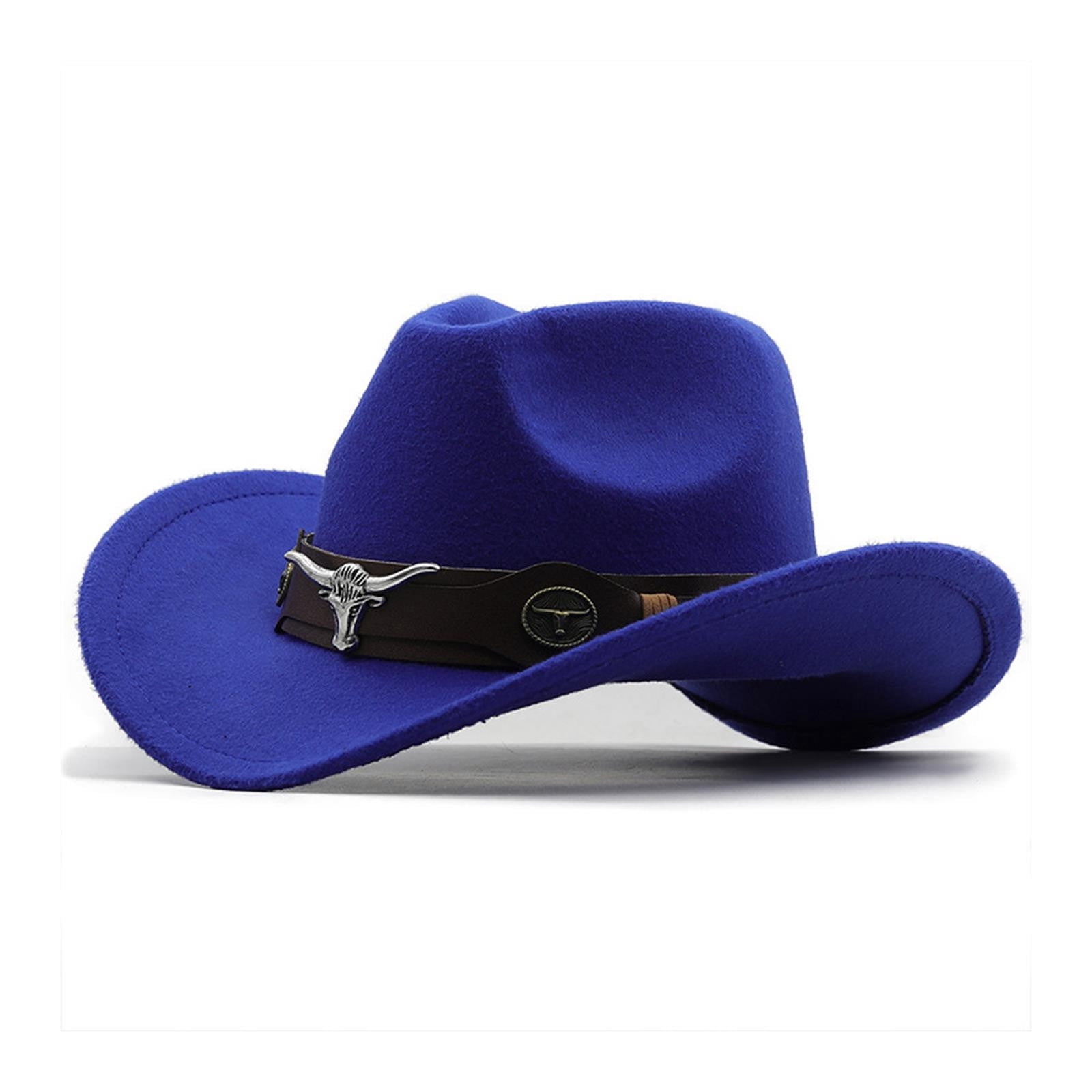 BAODANN Western Denim Curved Top Hat Woolen Big Brimmed Hat Style ...