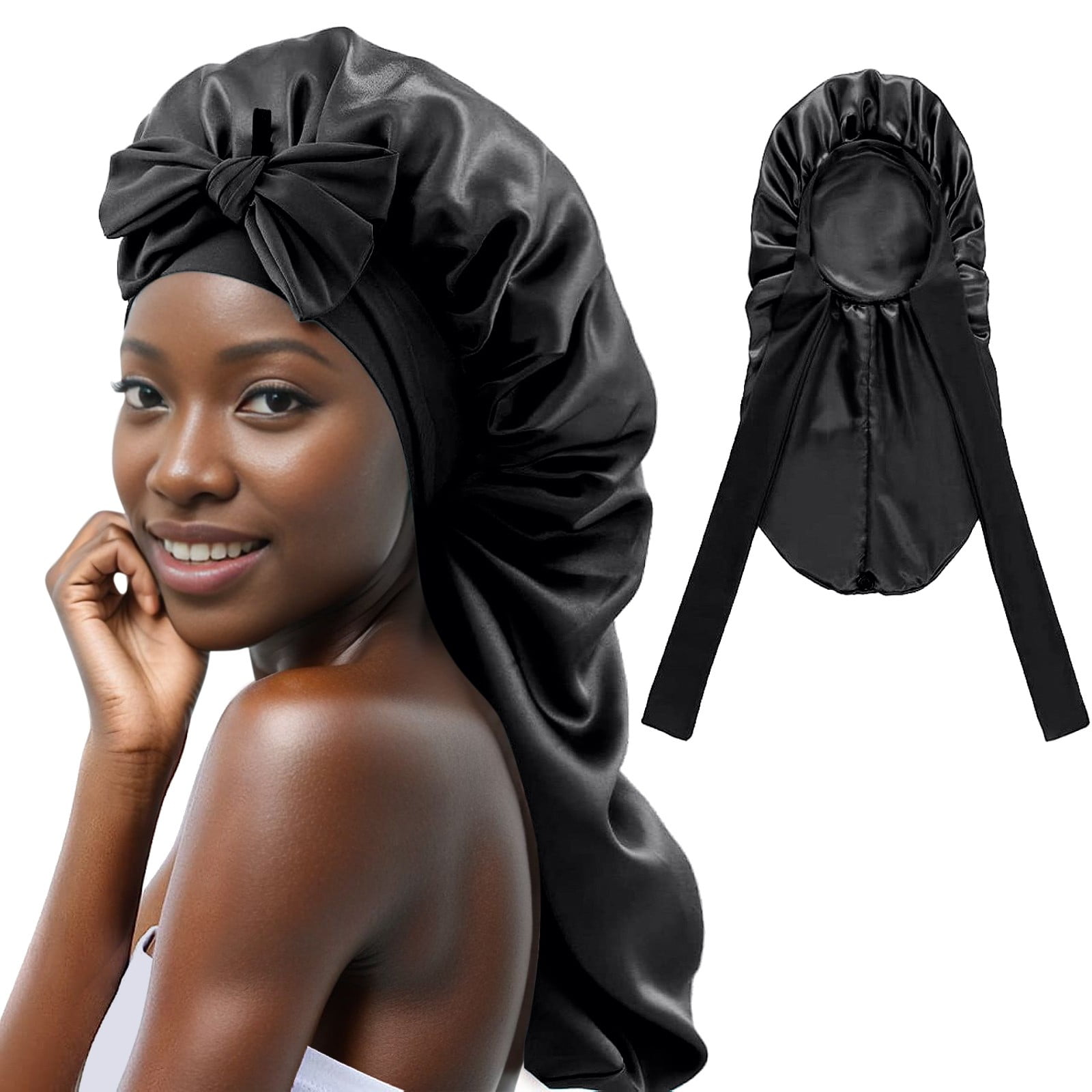 BAODANN Woman Braid Bonnet Foldable Extra Long Bonnet for Braids Silk ...