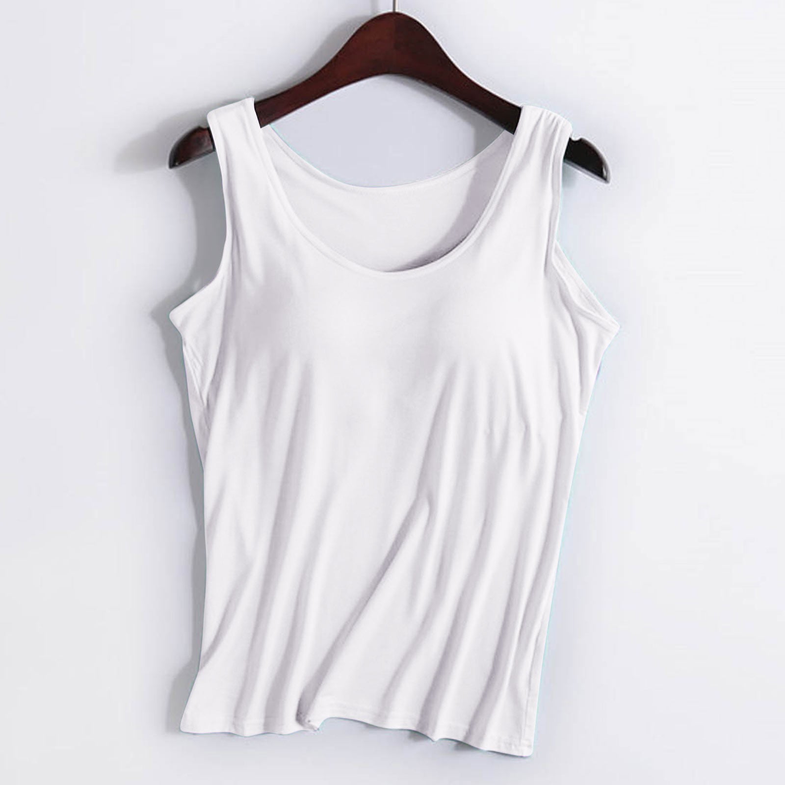 BAODANN Women Solid Color Tops with Chest Pad No Steel Ring Cup Shirts ...