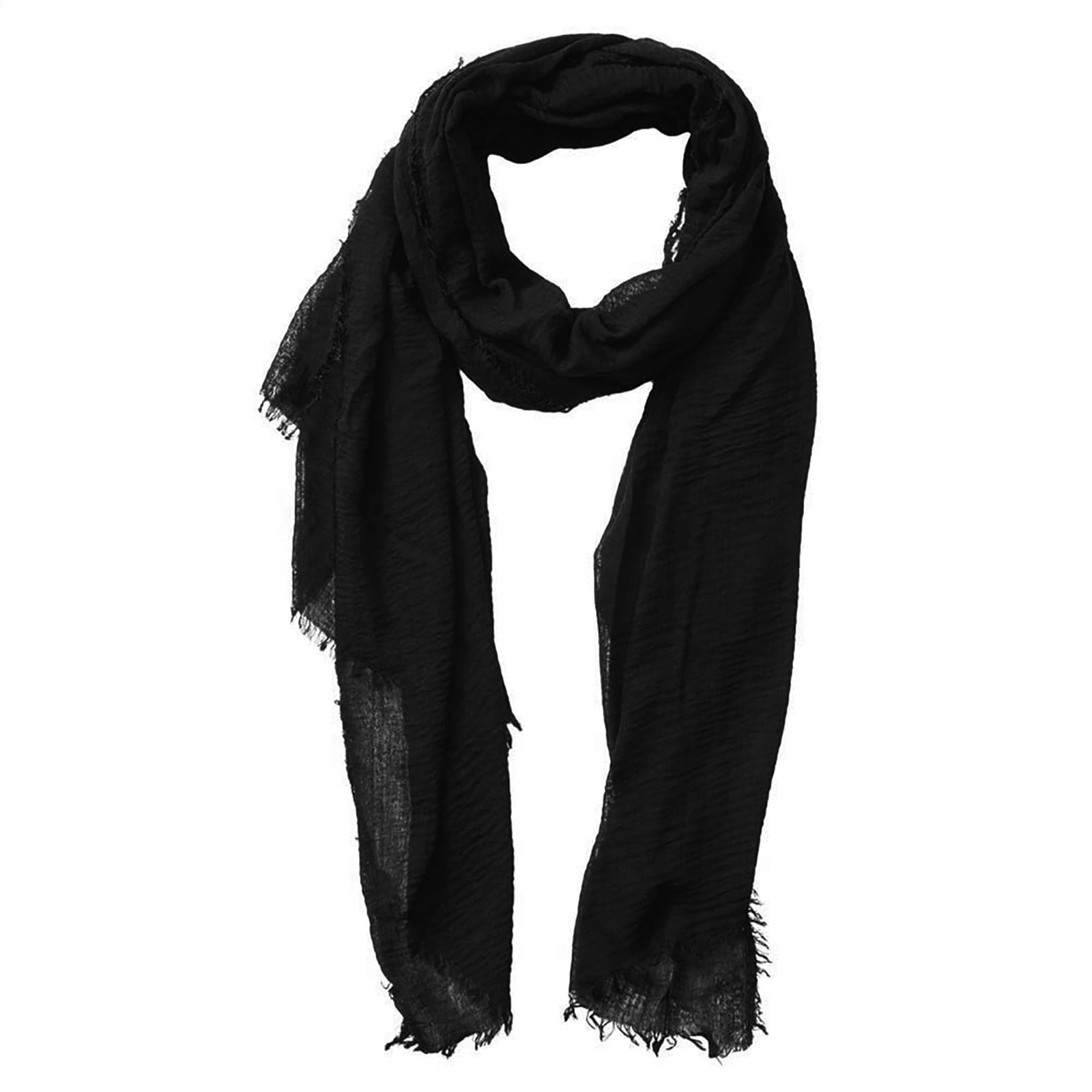 BAODANN Women Solid Crinkle Vintage Soft Scarf With Fringed Long Edges ...