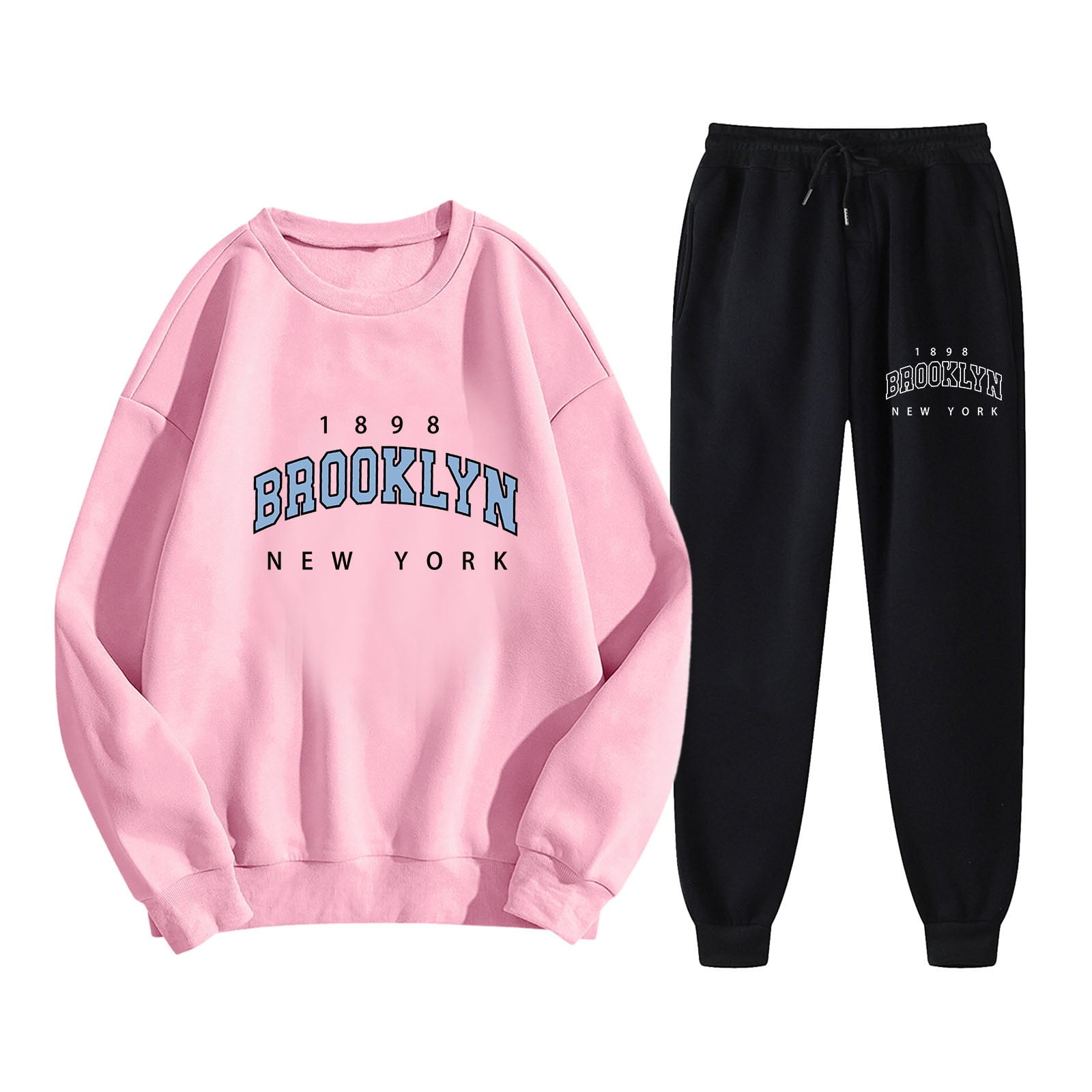 BAODANN Women Two Piece English Print Long Sleeved Sweatshirt Lady ...