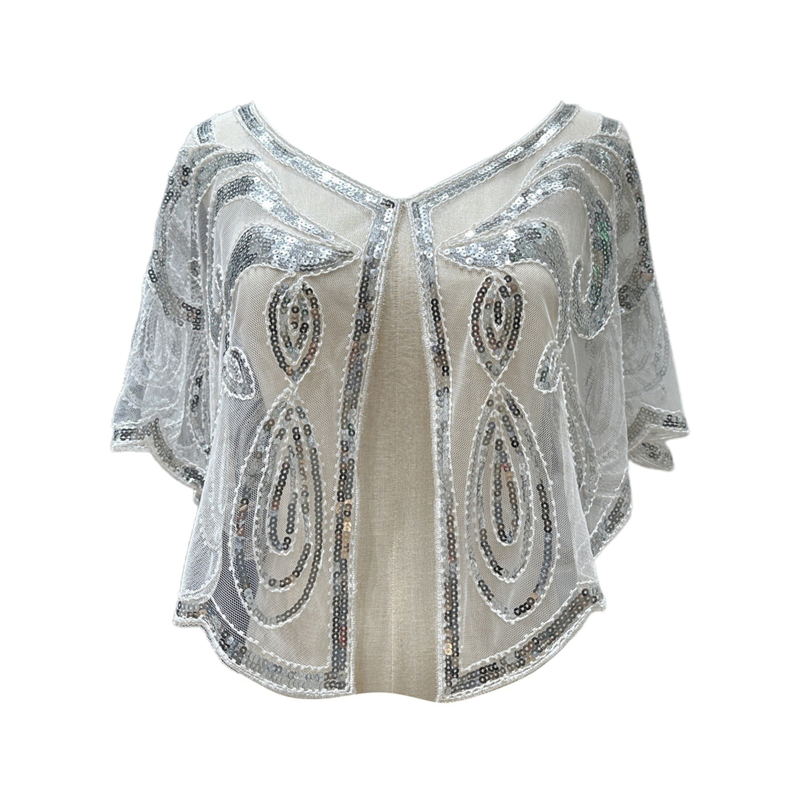 BAODANN Women's 1920s Flapper Shawl Sequin Beaded Shawls and Wraps for ...