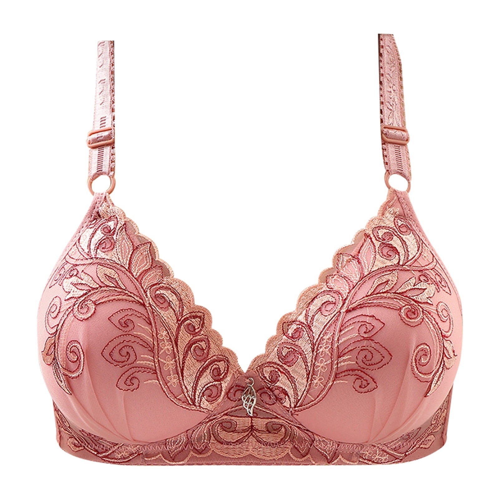 BAODANN Women's Beautifully Embroidered Floral Bra Push Up Pair Support ...
