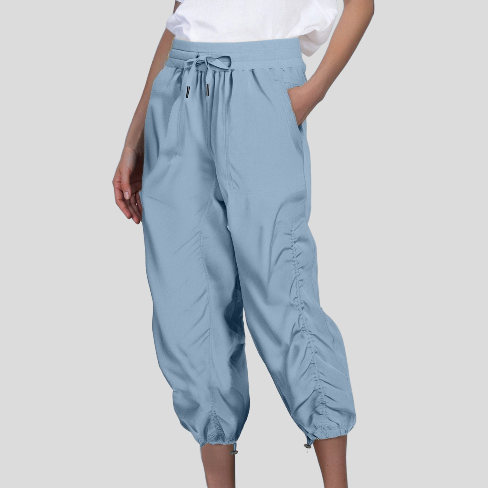 BAODANN Women's Casual Capri Pants Lightweight Comfortable Summer ...