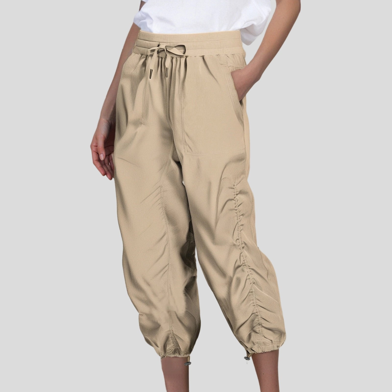 BAODANN Women's Casual Capri Pants Lightweight Comfortable Summer ...
