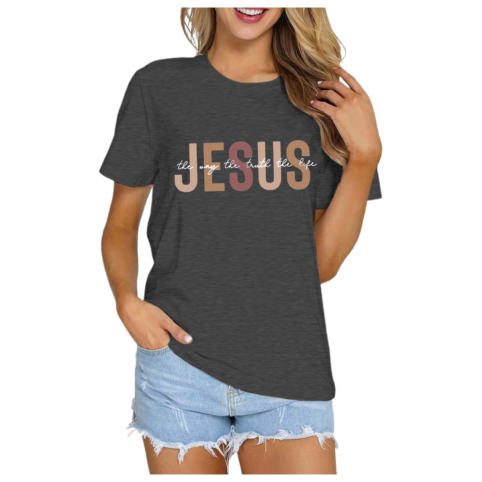 BAODANN Women's Casual Crew Neck T Shirt with Letter Print Stylish Everyday Top for Womens Tees ...