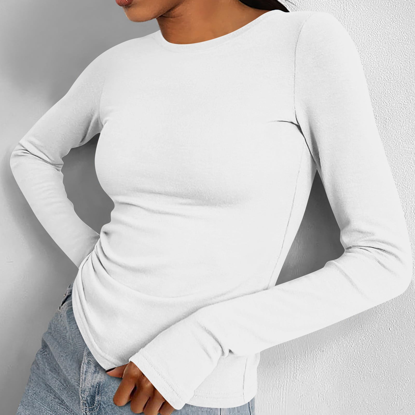 BAODANN Women's Casual Crewneck Long Sleeve Solid Color Top T Shirt ...