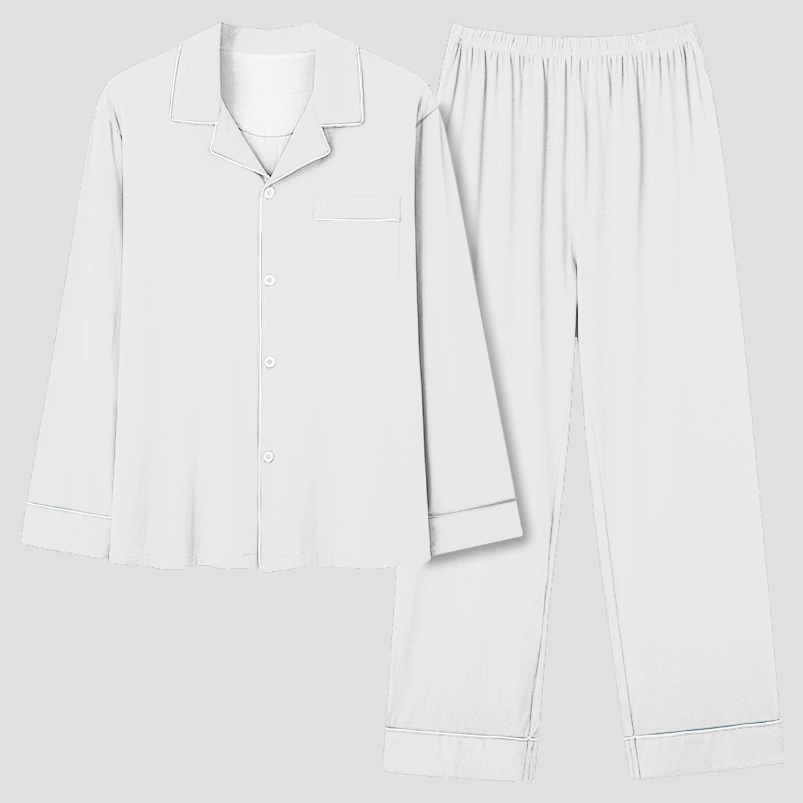 BAODANN Women's Casual V Neck Pocket Solid Color Long Pajama Pantsuit ...