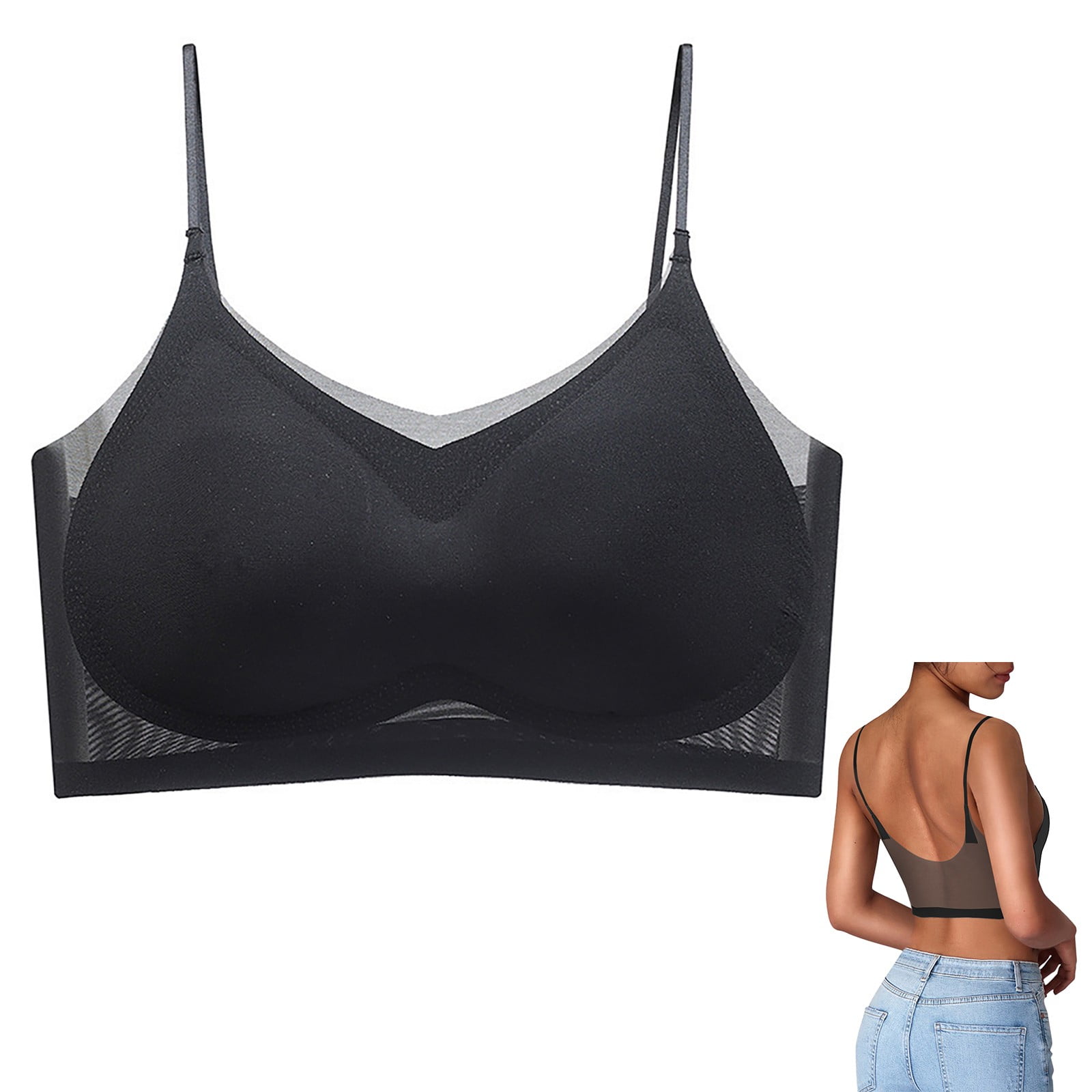 BAODANN Women's Comfortable Sexy Thin Silk Beautiful Back Compression Sports Bra plus Size ...