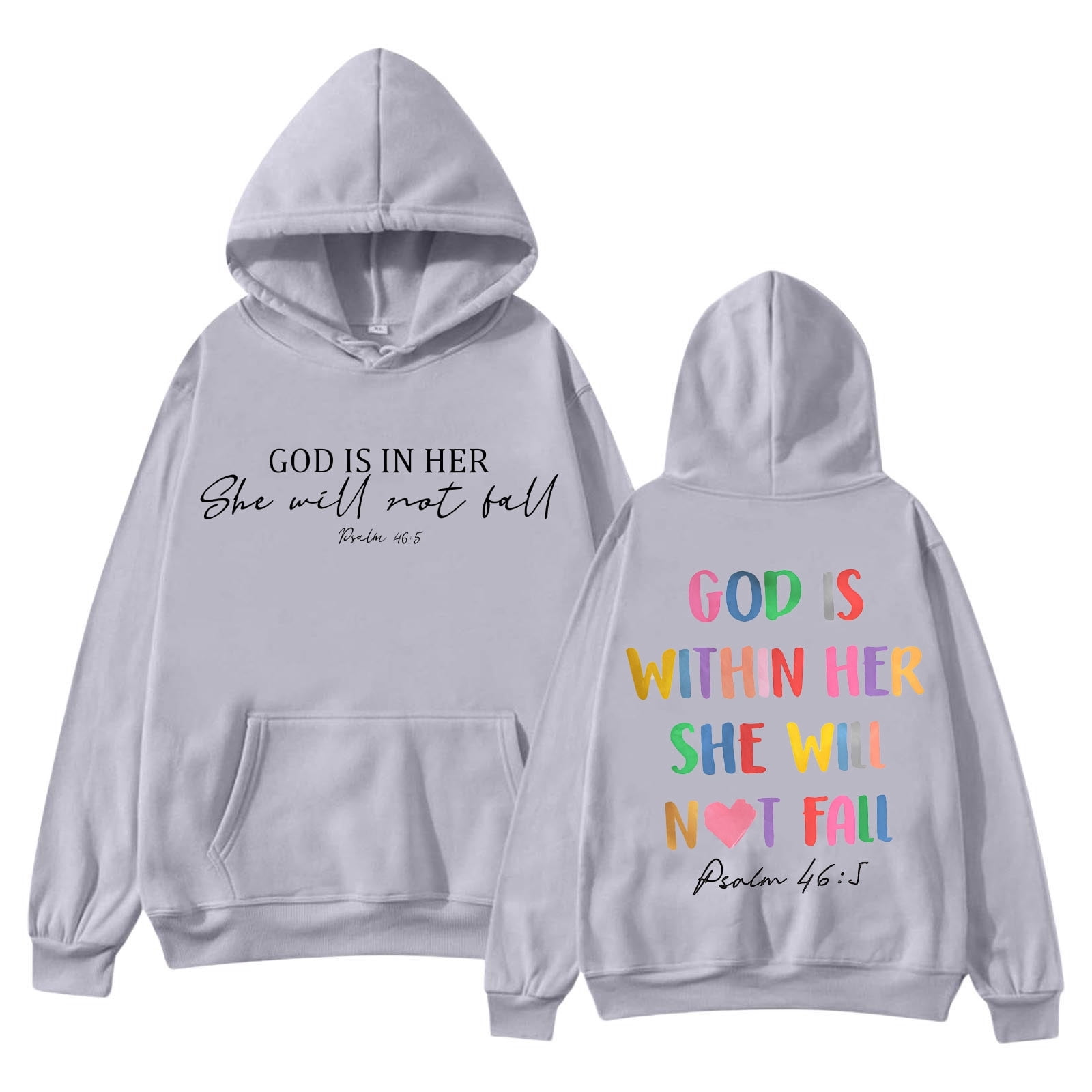 BAODANN Women's God Is Within Her She. Printed Hooded Pullover Long ...