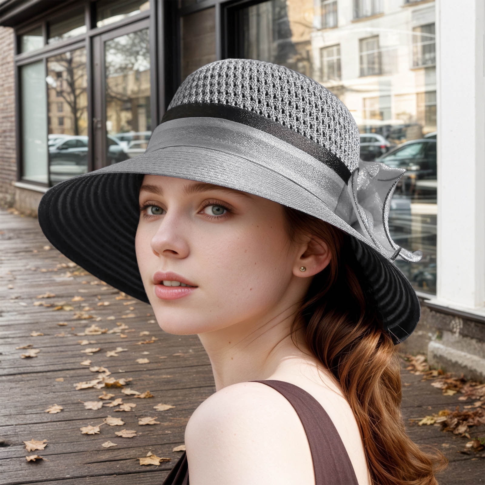 BAODANN Women's Hat Bridal Wedding Tea Party Wide Brimmed Summer Sun ...