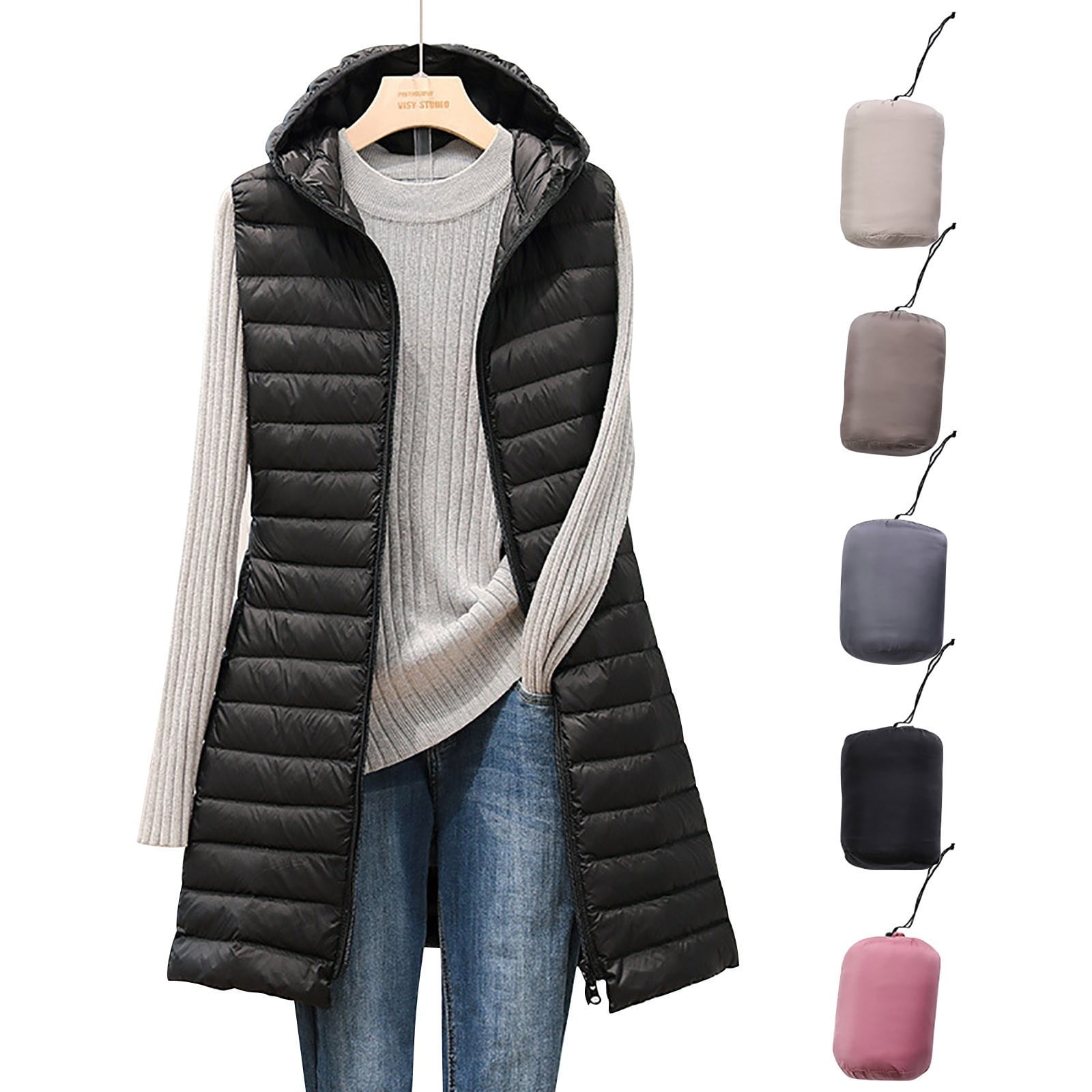 BAODANN Women's Lightweight Mid-length Hooded Down Vest Down Jacket ...