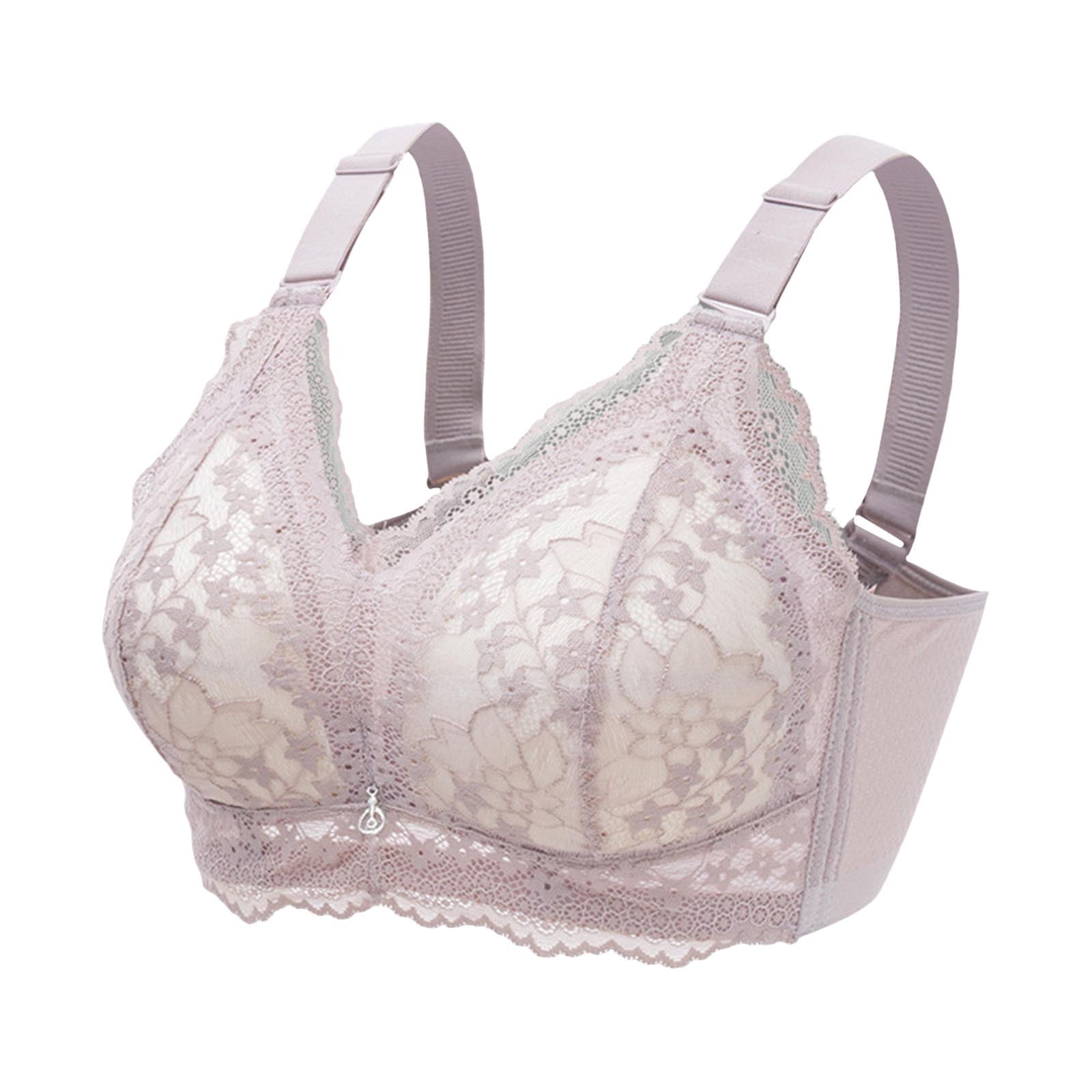 BAODANN Women's New Pattern Ribless Large Strap Jacquard Four Comfort Bra Support Sports Bra Bra ...