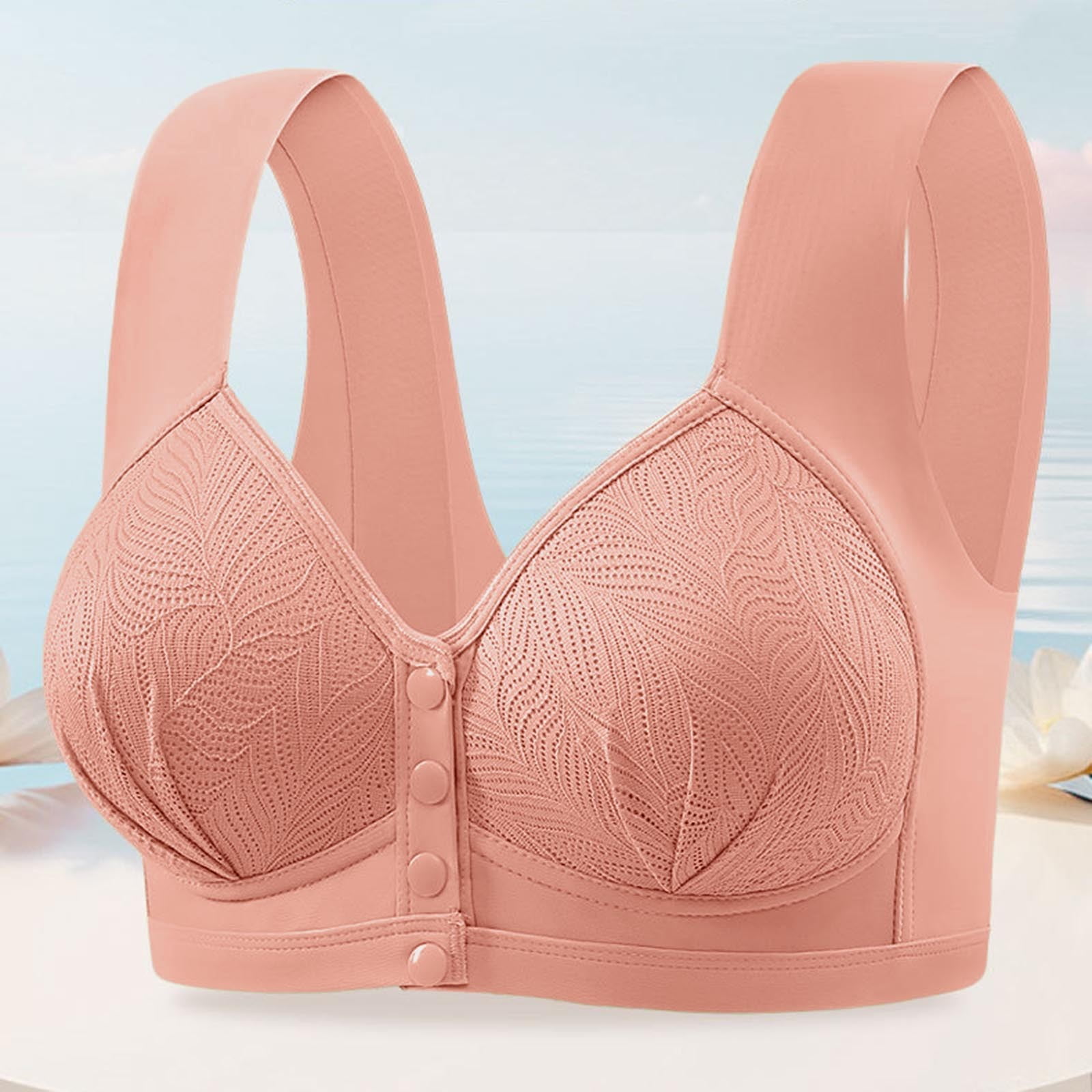 BAODANN Women's New Portable Front Button No Underwire Vest Type Fixed Cup Bra Beauty Back No ...