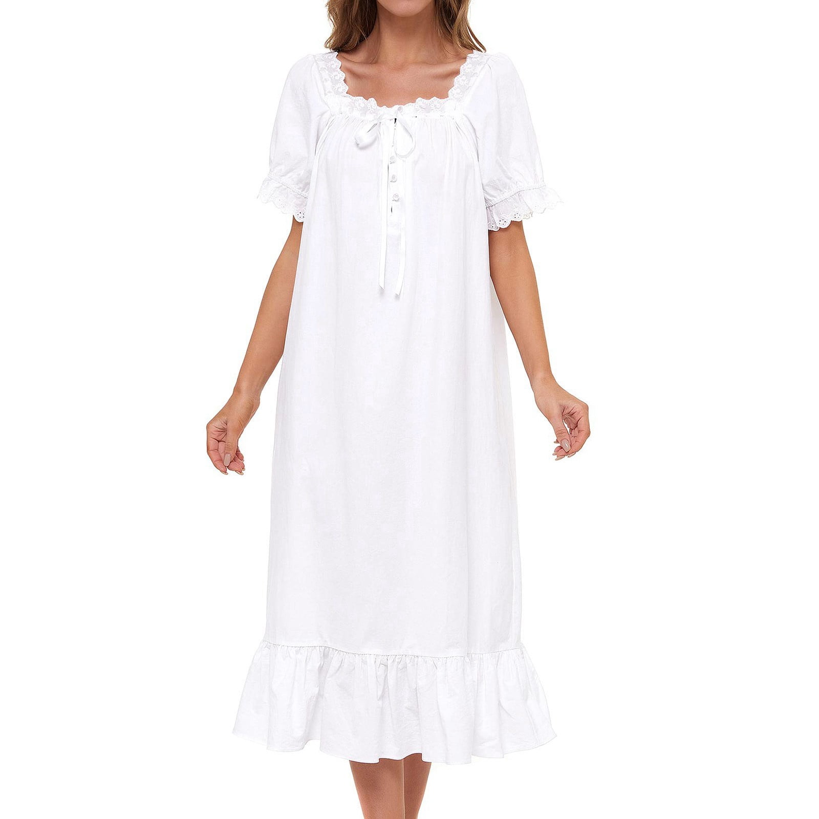 BAODANN Women's Nightgown Sleepwear Long Loungewear Short Sleeve ...