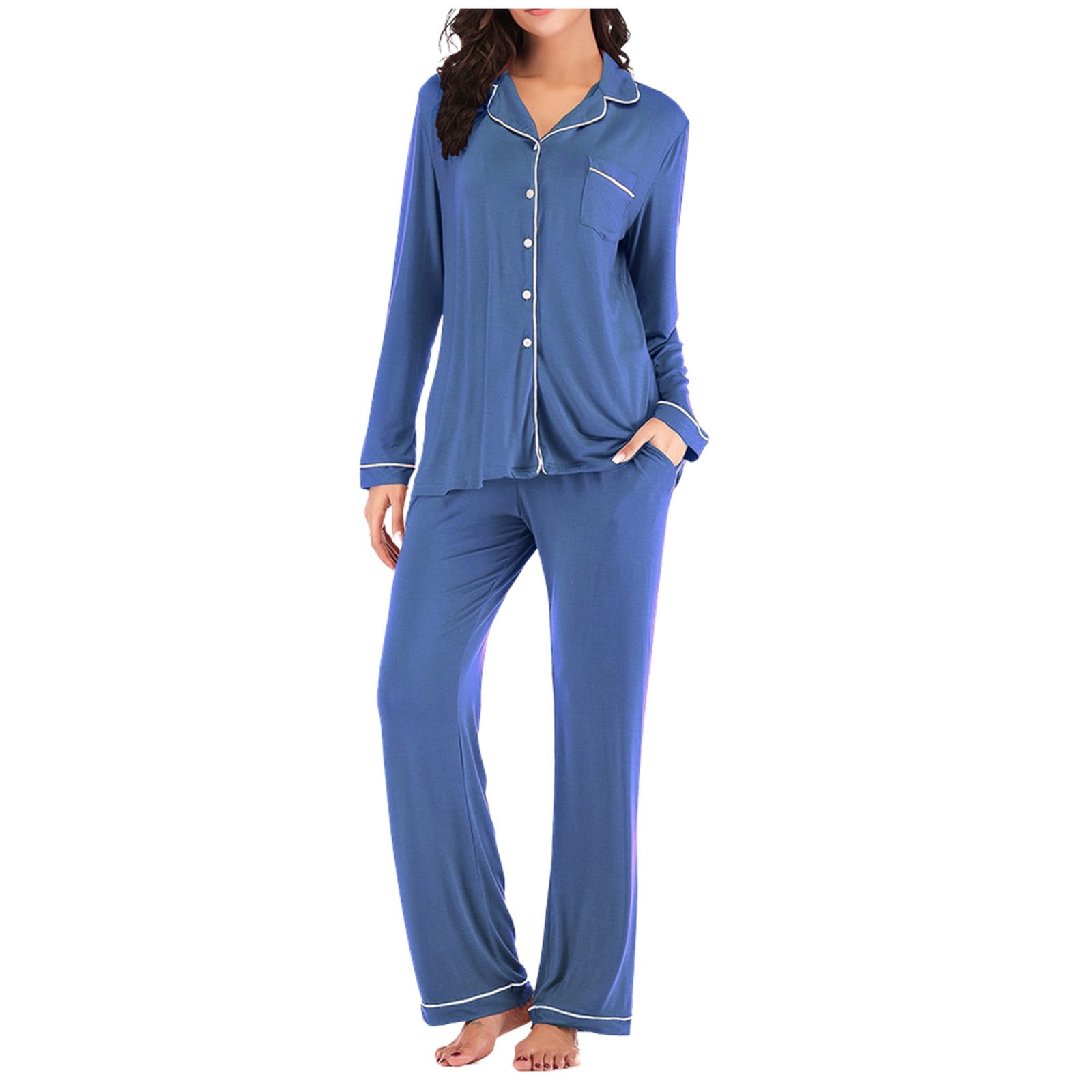 BAODANN Women's Pajama Set Notch Neck Soft Nightgown Short Sleeve ...