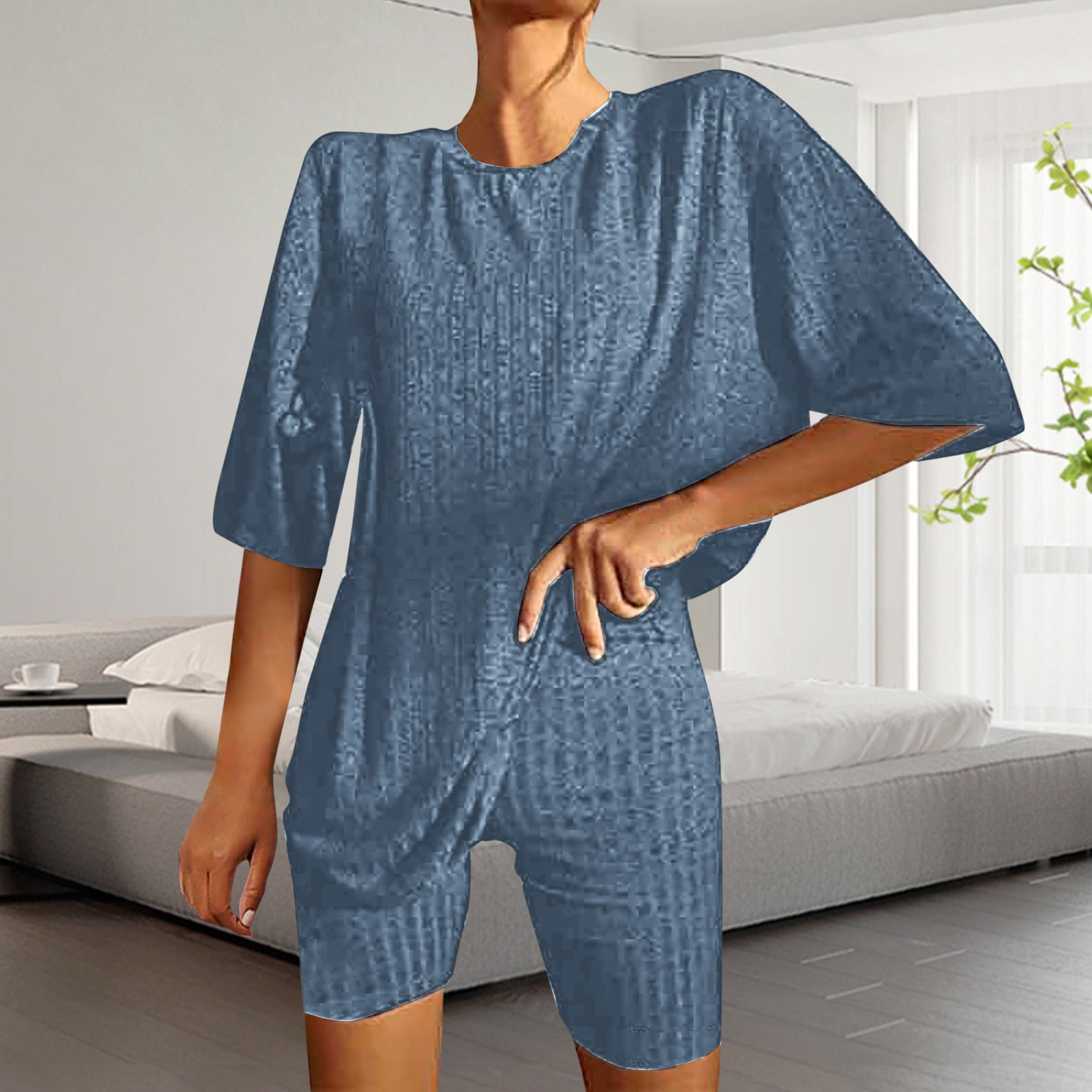 BAODANN Women's Plus Size 2 Piece Outfits Ribbed Knit Matching Cover up ...