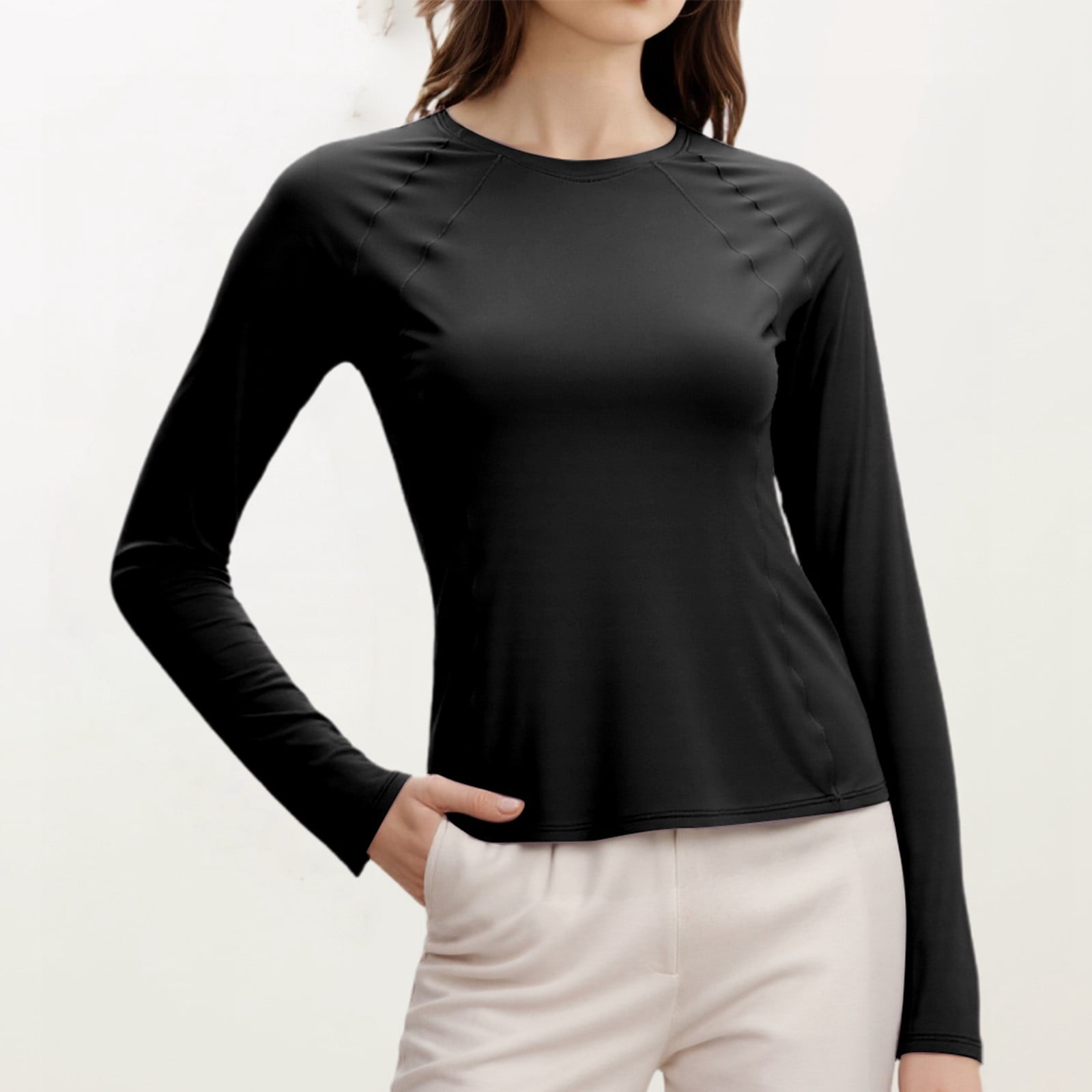 BAODANN Women's Protective Wicking Long Sleeve Yoga Fitness Shirt ...