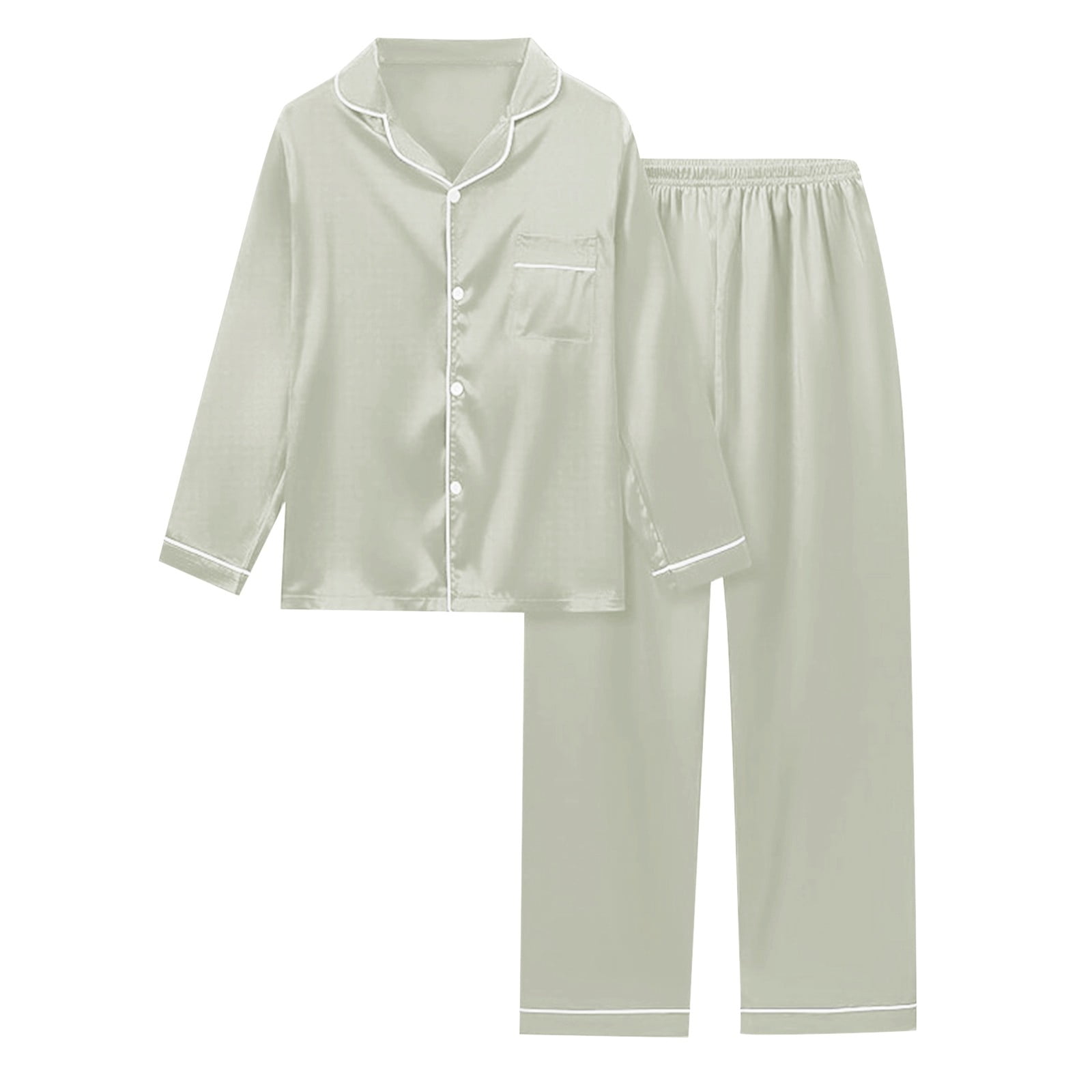 BAODANN Women's Satin Solid Long Sleeve Pajama Set Comfort Loungewear ...