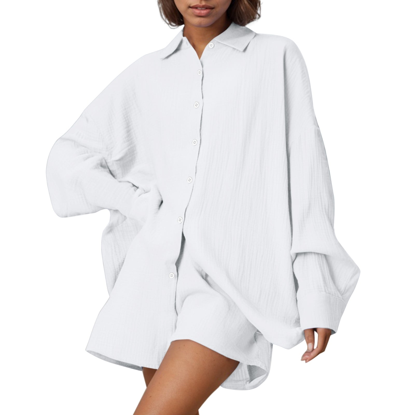 BAODANN Women's Solid Color Casual Linen Blend Poplin Shirt And Shorts ...