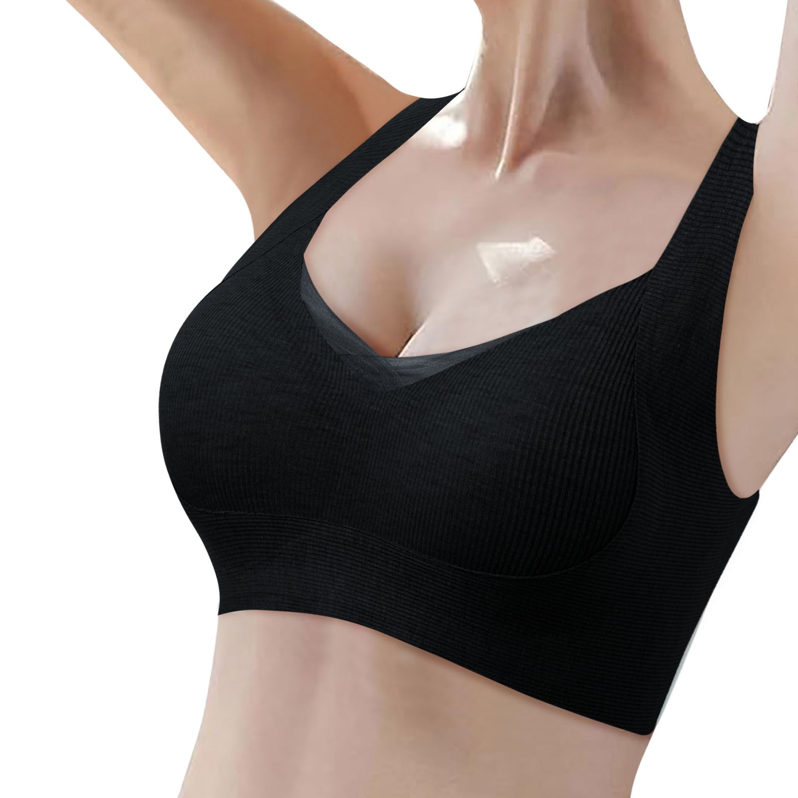 BAODANN Women's Thin Seamless Vest Soft Support Large Chest Small Half Fixed Cup Bra Womens ...