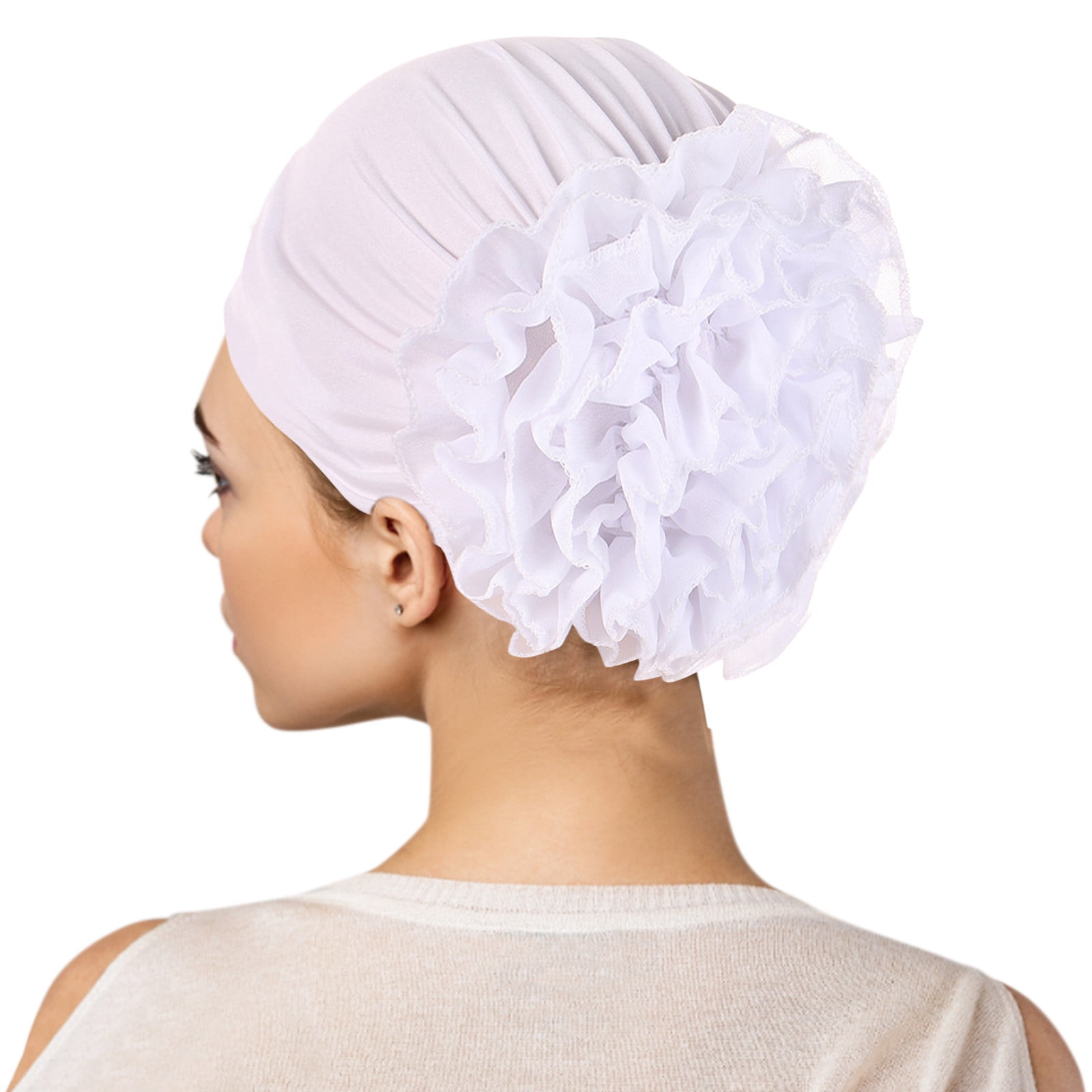 BAODANN Womens Casual Solid Flowers Head Hat Cap Headwear Turban Cap ...