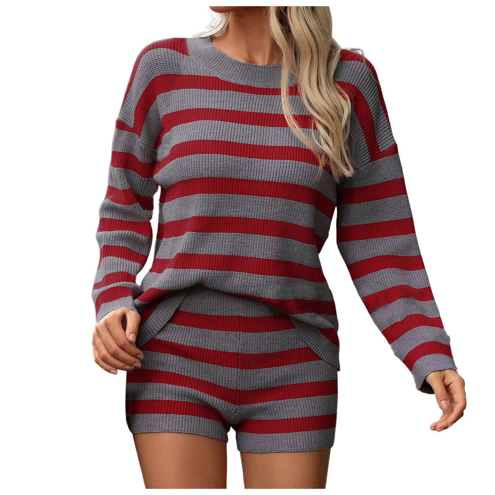 BAODANN Womens Striped Sweater Set Oversized Sets Matching Pajamas Long ...