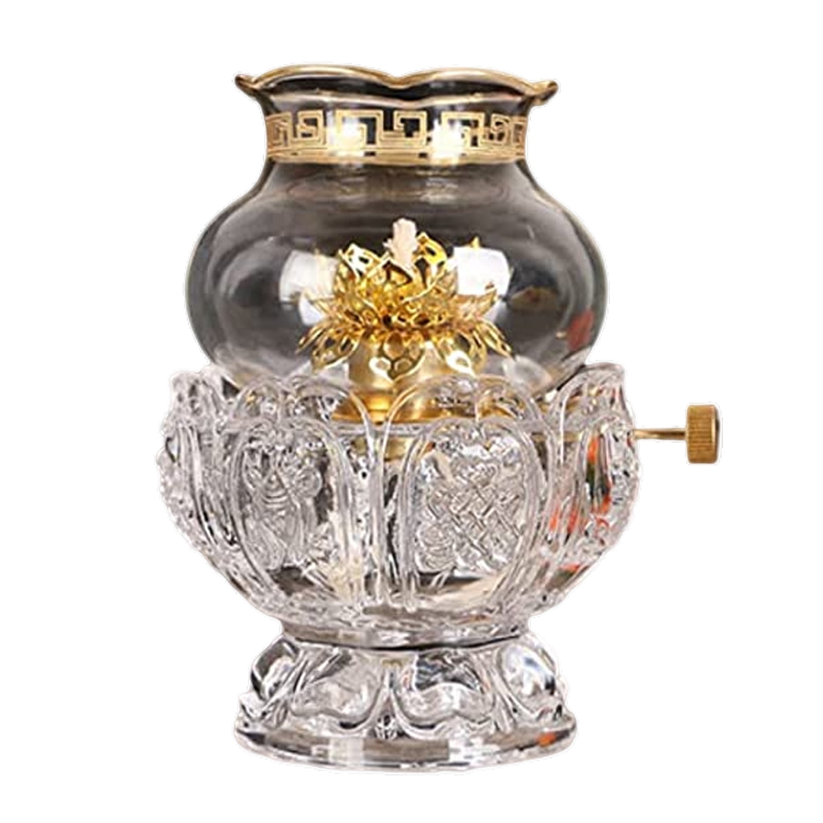 BAODELI Vintage Small Brass Antique Lotus Oil Lamp, Indoor Use, Buddha ...