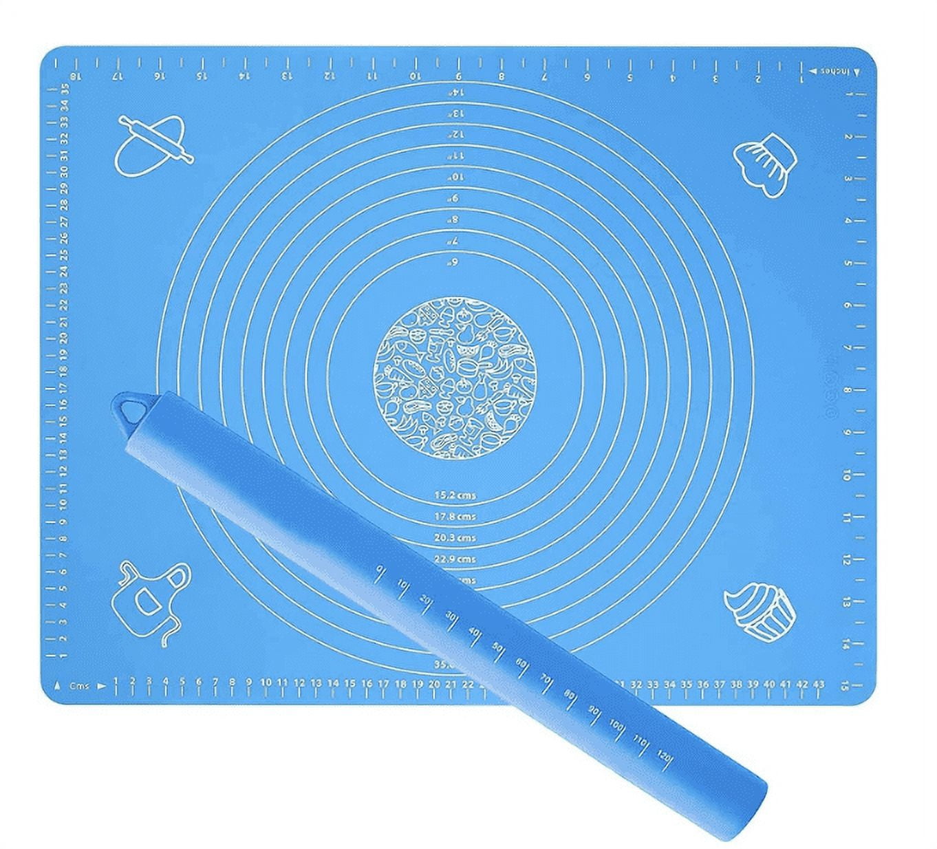 BAODELI Rolling Pin Dough Roller Non Stick Silicone Baking Mat Set ...