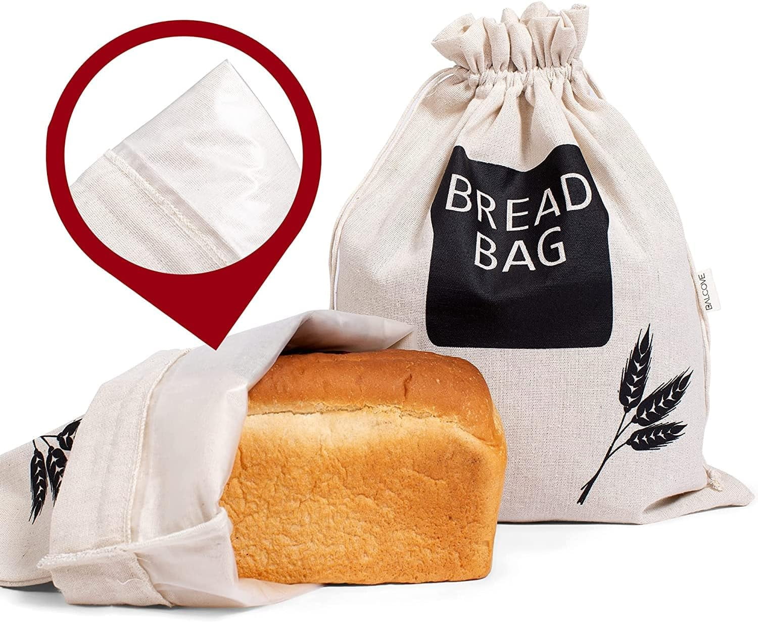 BAODELI Unisex Reusable Cotton Bread Bags, 2-Piece, White - Walmart.com