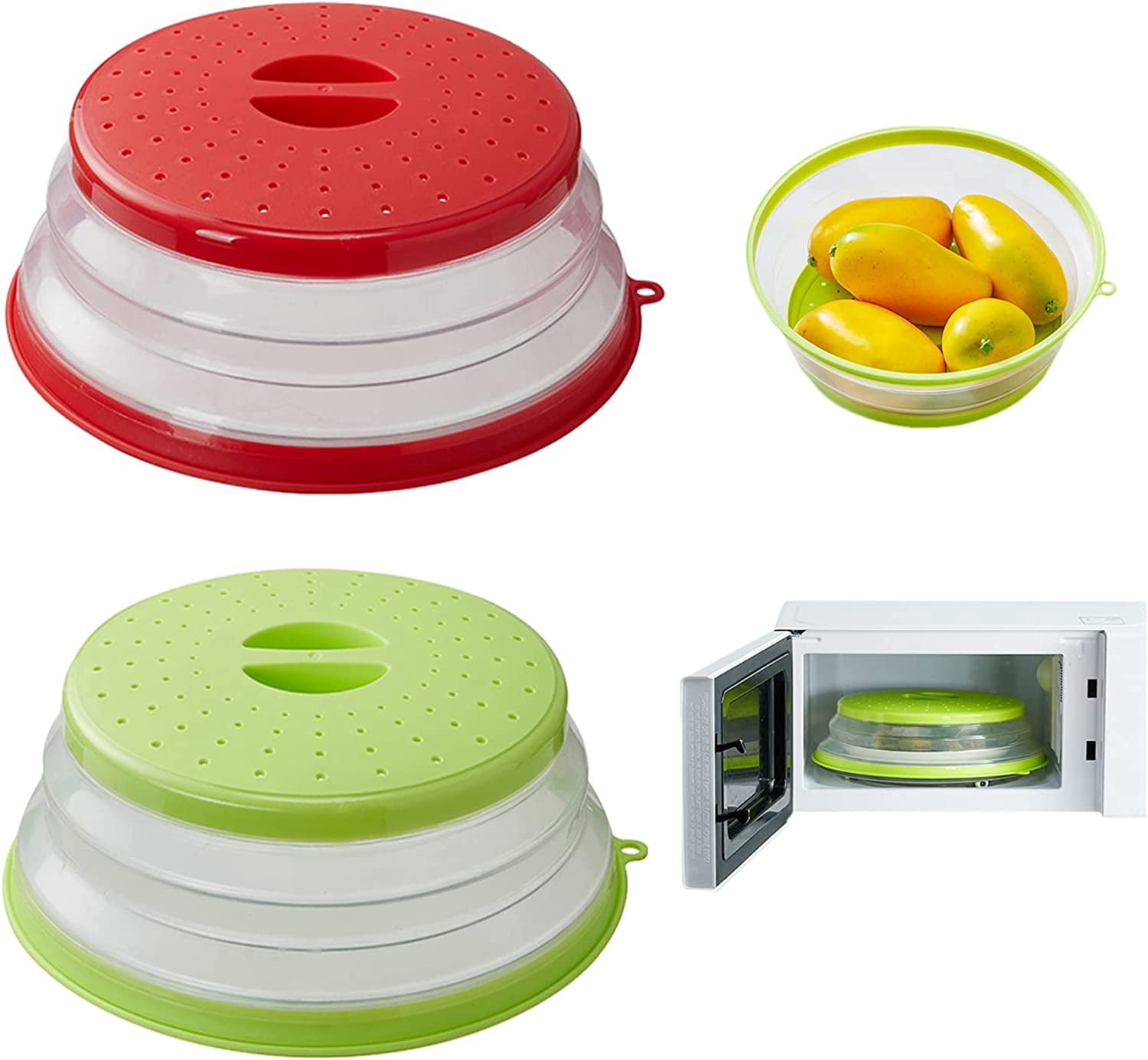 BAODELI Vented Collapsible Microwave Cover, BPA-Free, 10.43" Round Set ...