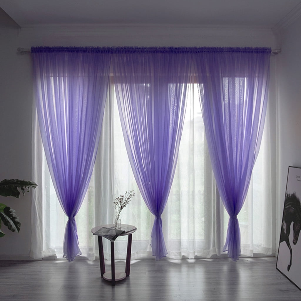 BAODN Curtain,Sheer Curtains,Leaves Sheer Curtain Tulle Window ...