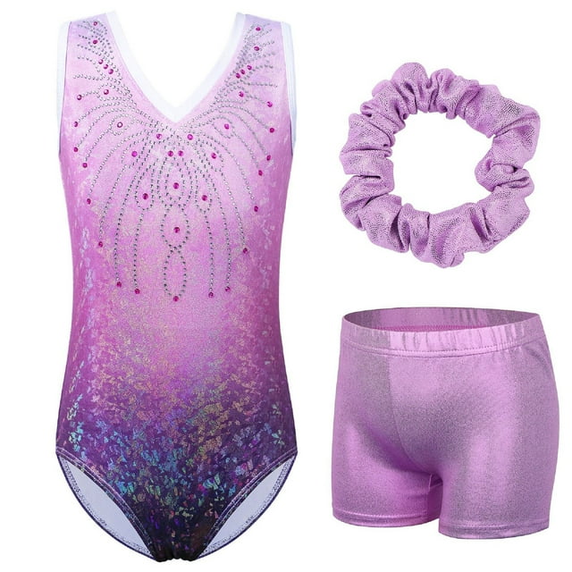 BAOHULU Cute Print Gymnastics Leotards for Girls Three Pieces Set ...