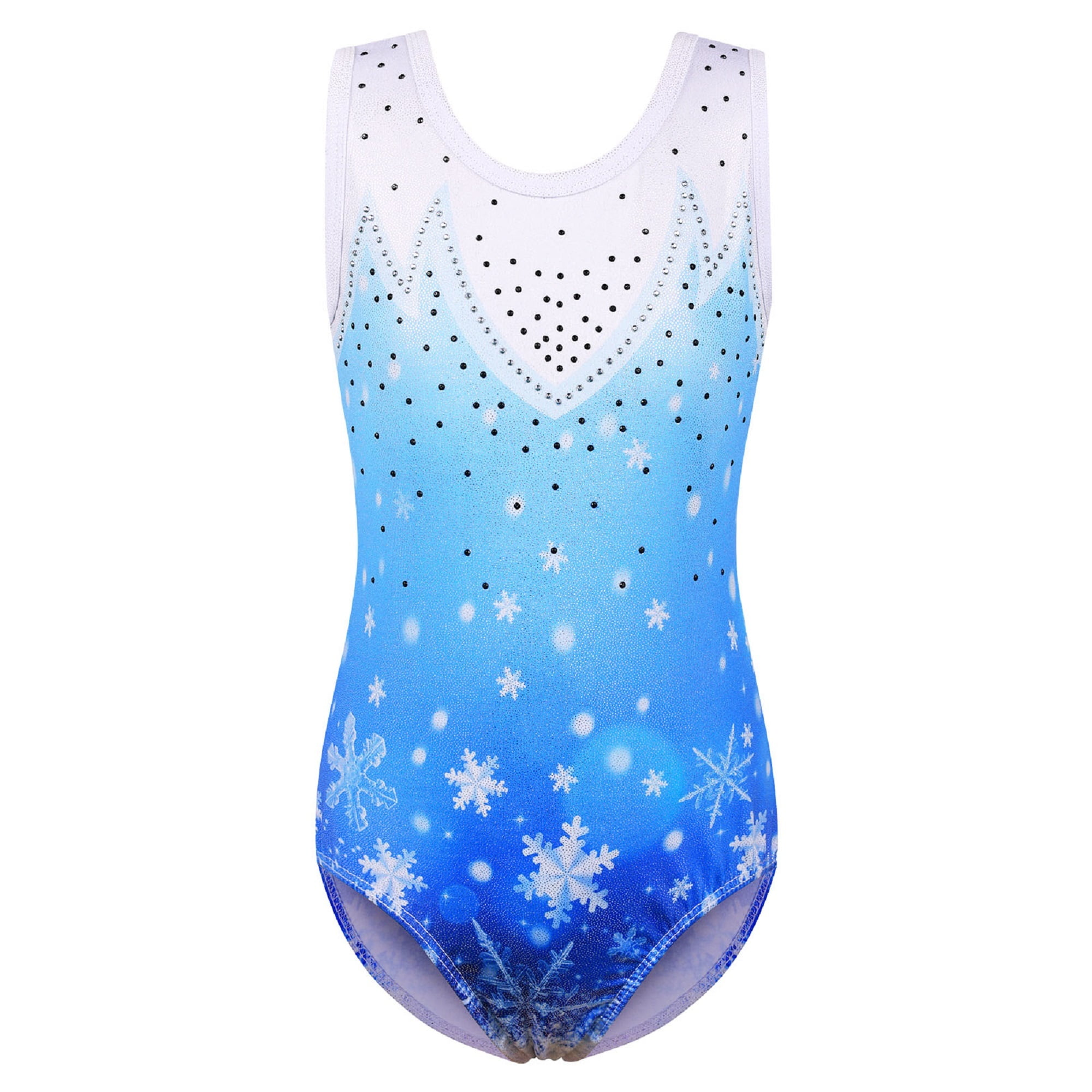 BAOHULU Diamond Gymnastics Leotards for Girls Snowflake Sleeveless Blue ...