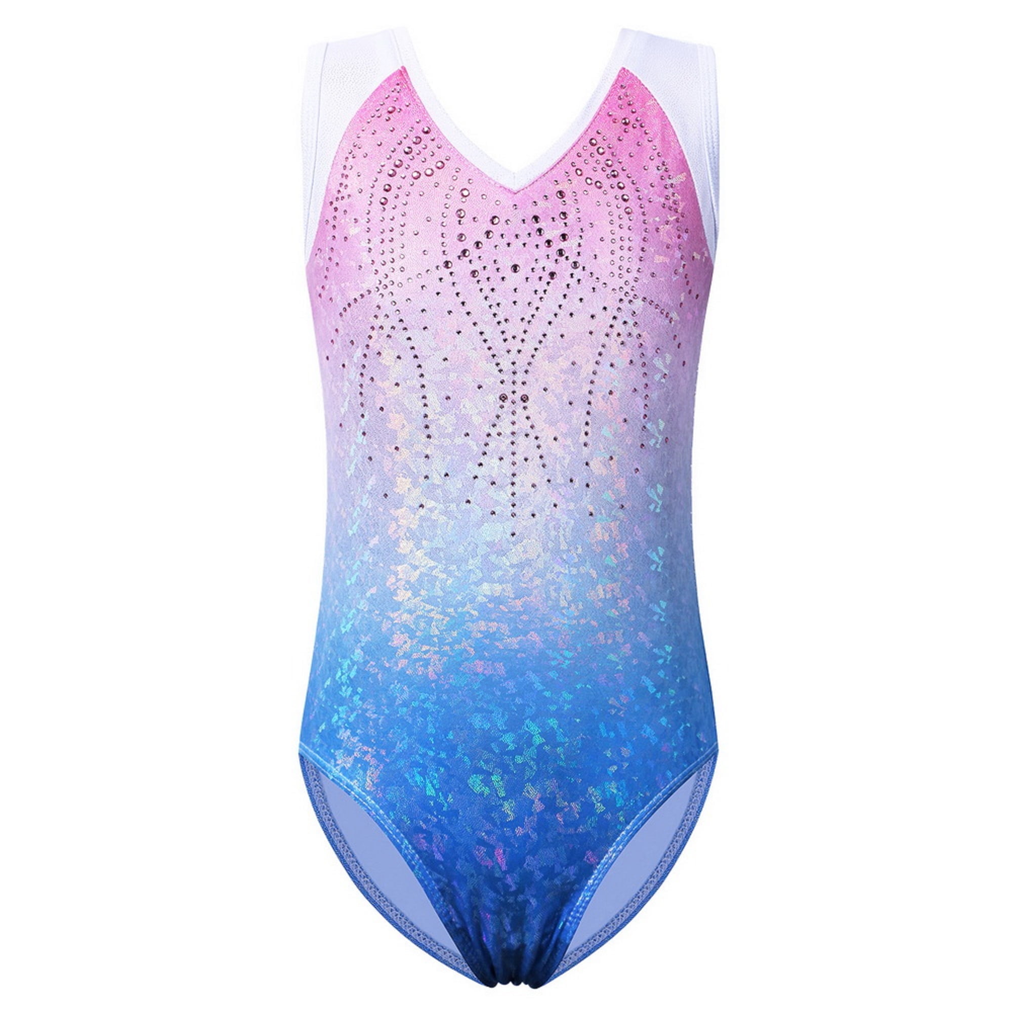 BAOHULU Girls Diamond Gymnastics Leotard, Sleeveless Gradient Pink ...