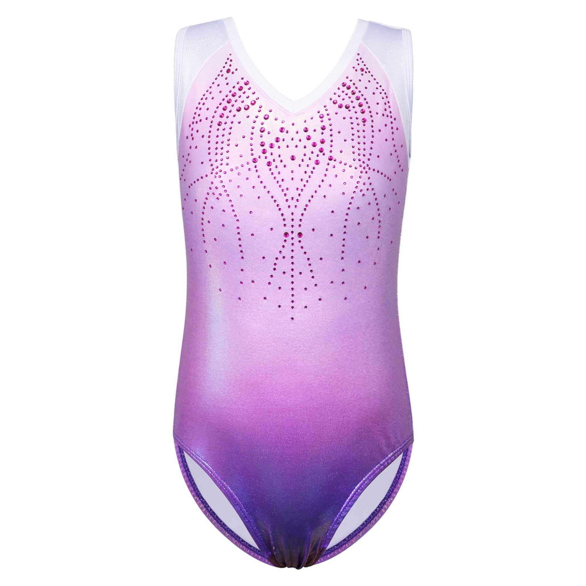BAOHULU Girls Diamond Gymnastics Leotard Sleeveless Gradient Purple ...