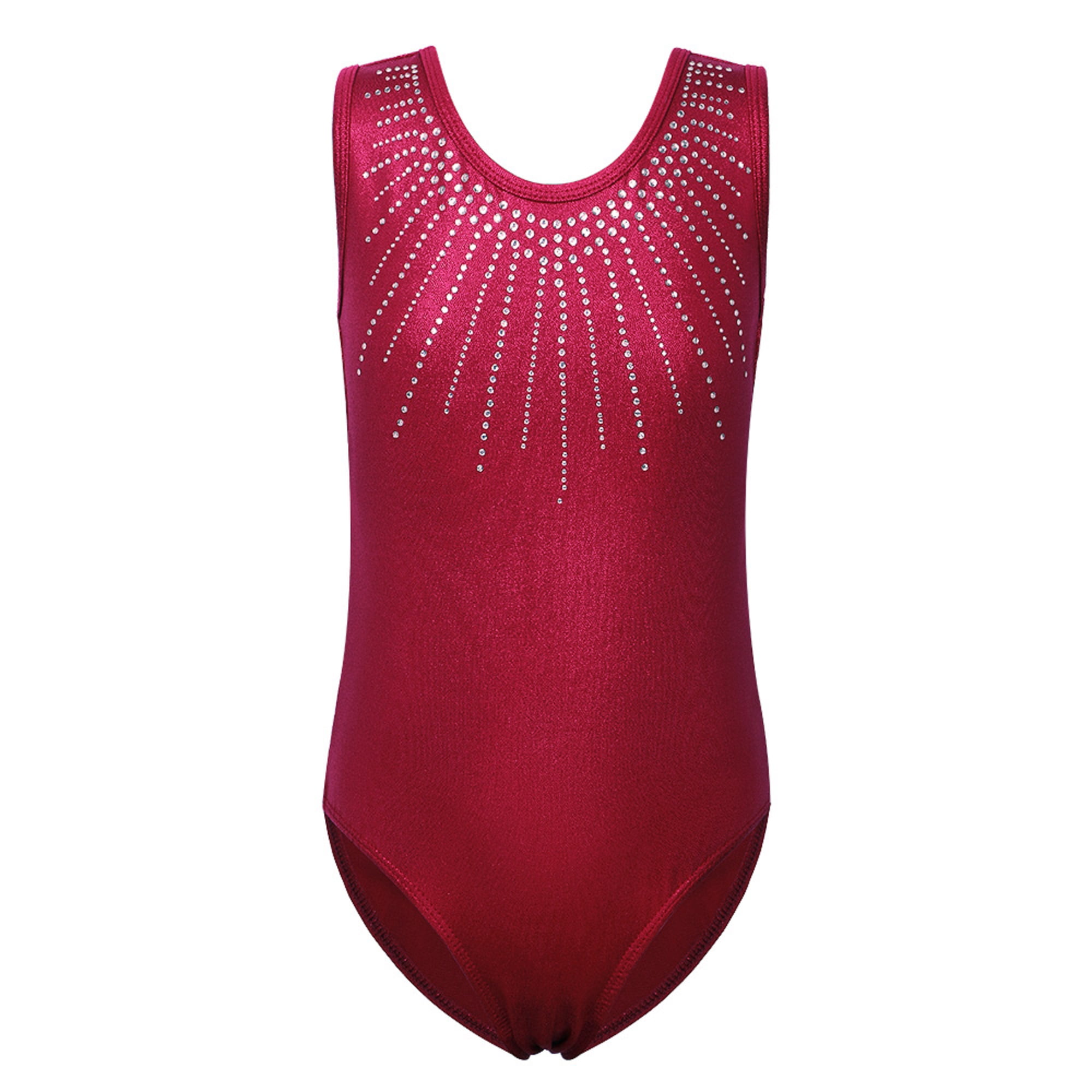 BAOHULU Girls Diamond Gymnastics Leotard Sleeveless Red Ballet ...