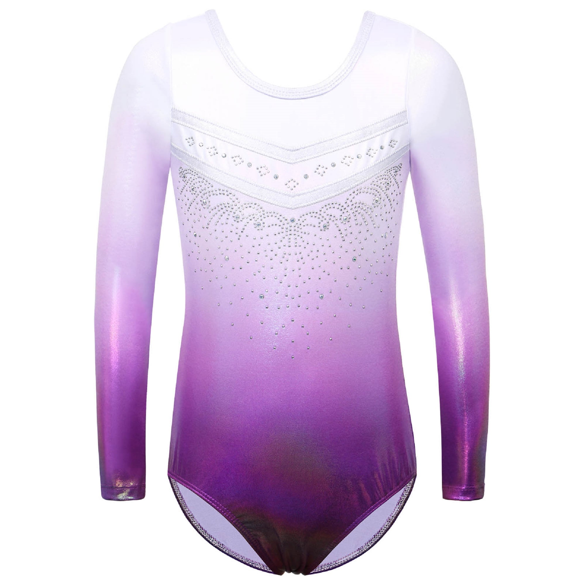 BAOHULU Girls Long Sleeve Gymnastics Leotard Gradient Purple Ballet ...