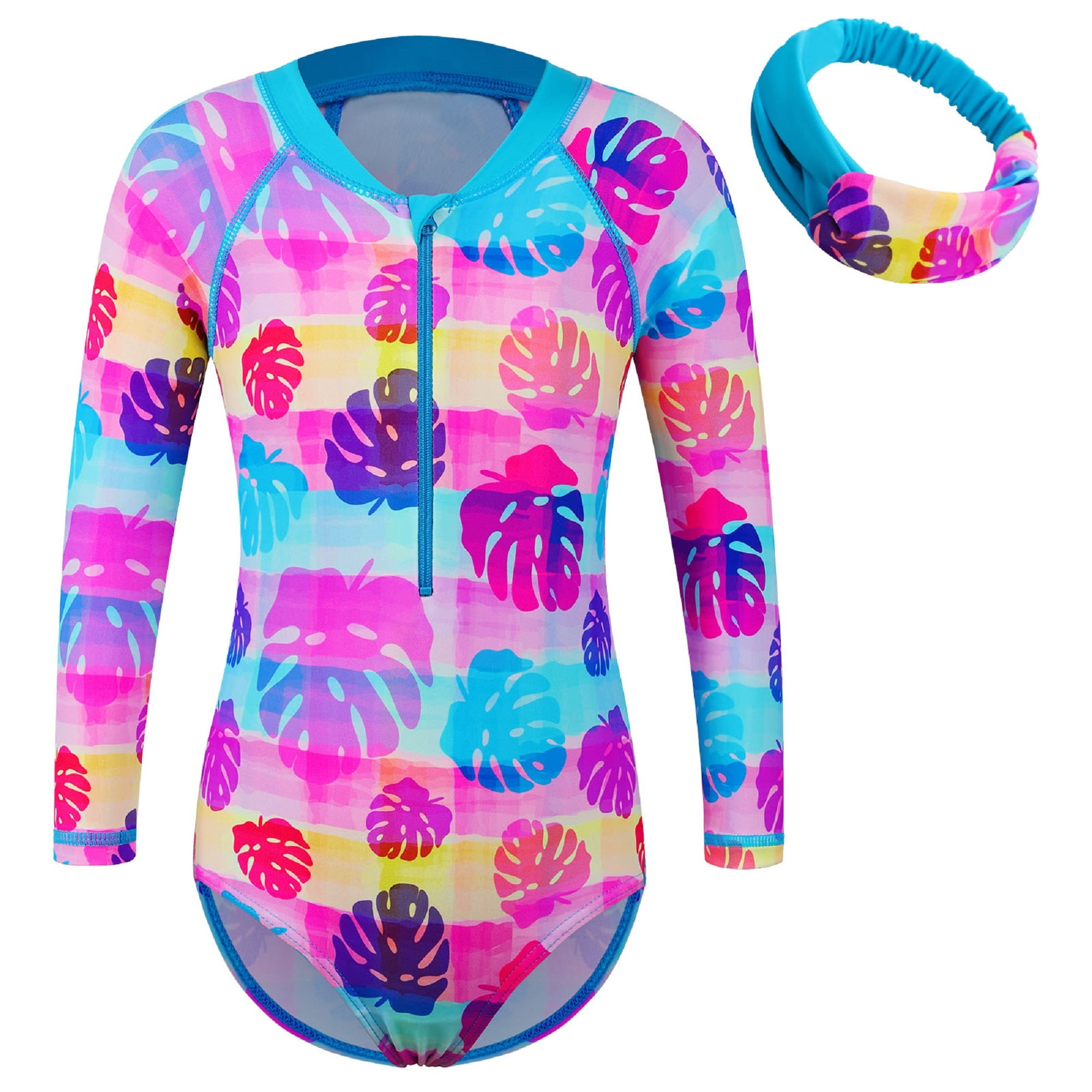 BAOHULU Girls Long Sleeve Swimsuit UPF 50+ Sun Protection Swimwear ...