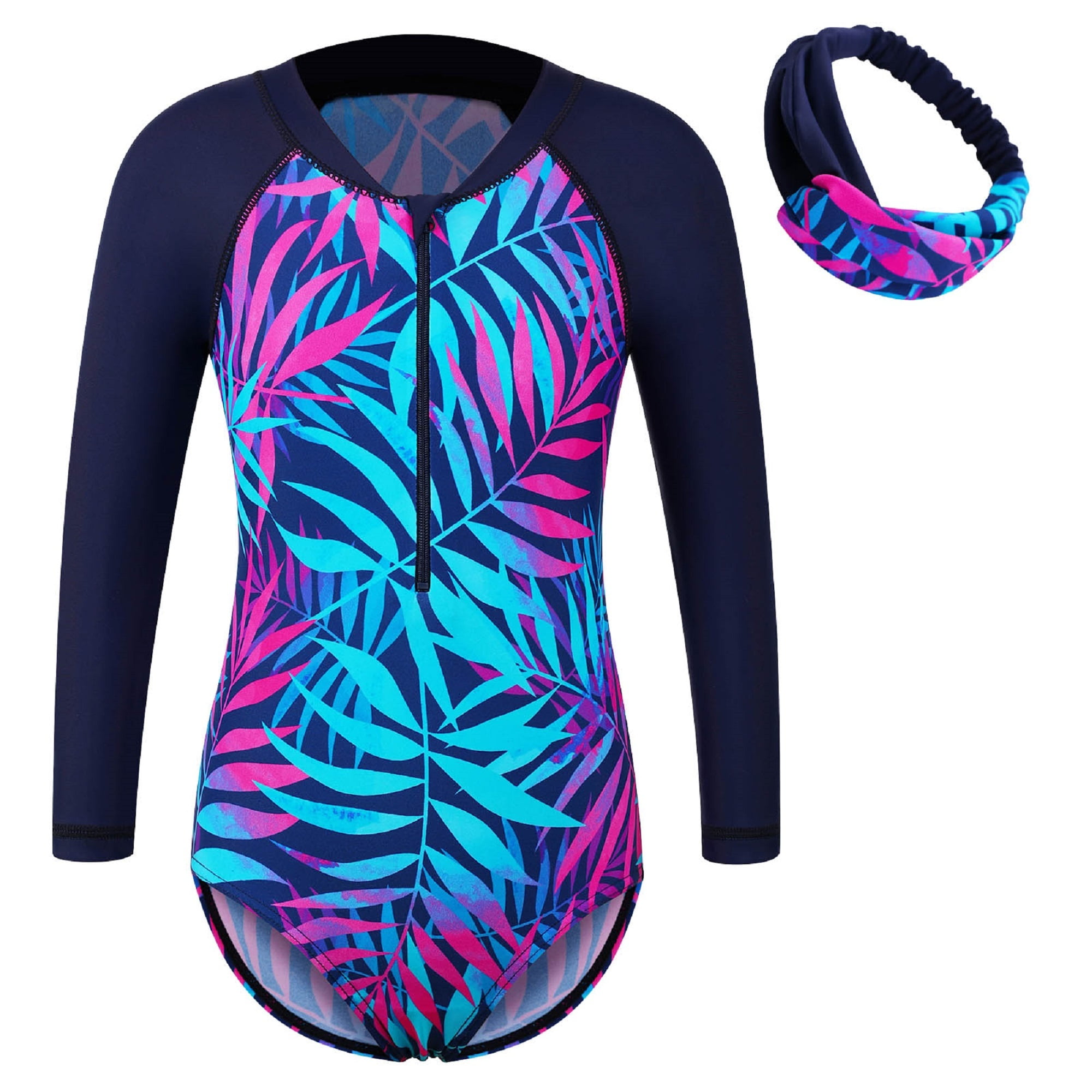 BAOHULU Girls Long Sleeve Swimsuit UPF 50+ Sun Protection Swimwear ...