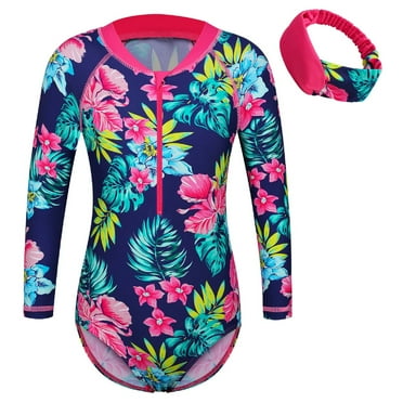 BAOHULU Kids Long Sleeve UV Swimwear: Girls Rash Guard Bathing Suits ...