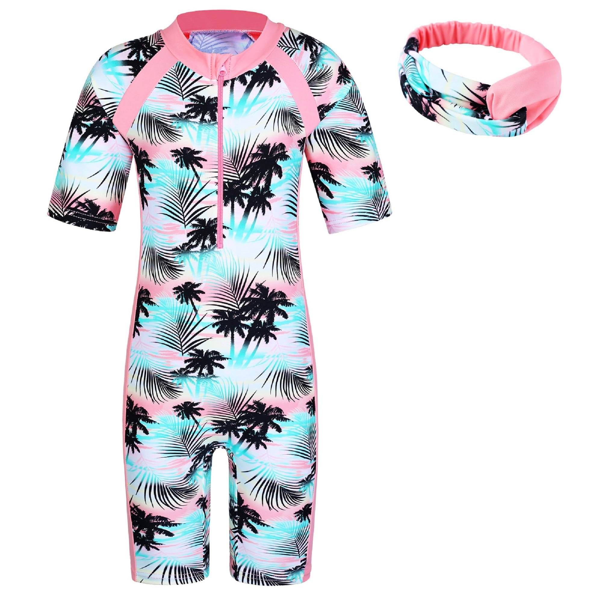 BAOHULU Girls One Piece Rash Guard Swimsuit Kids Water Sport Short ...