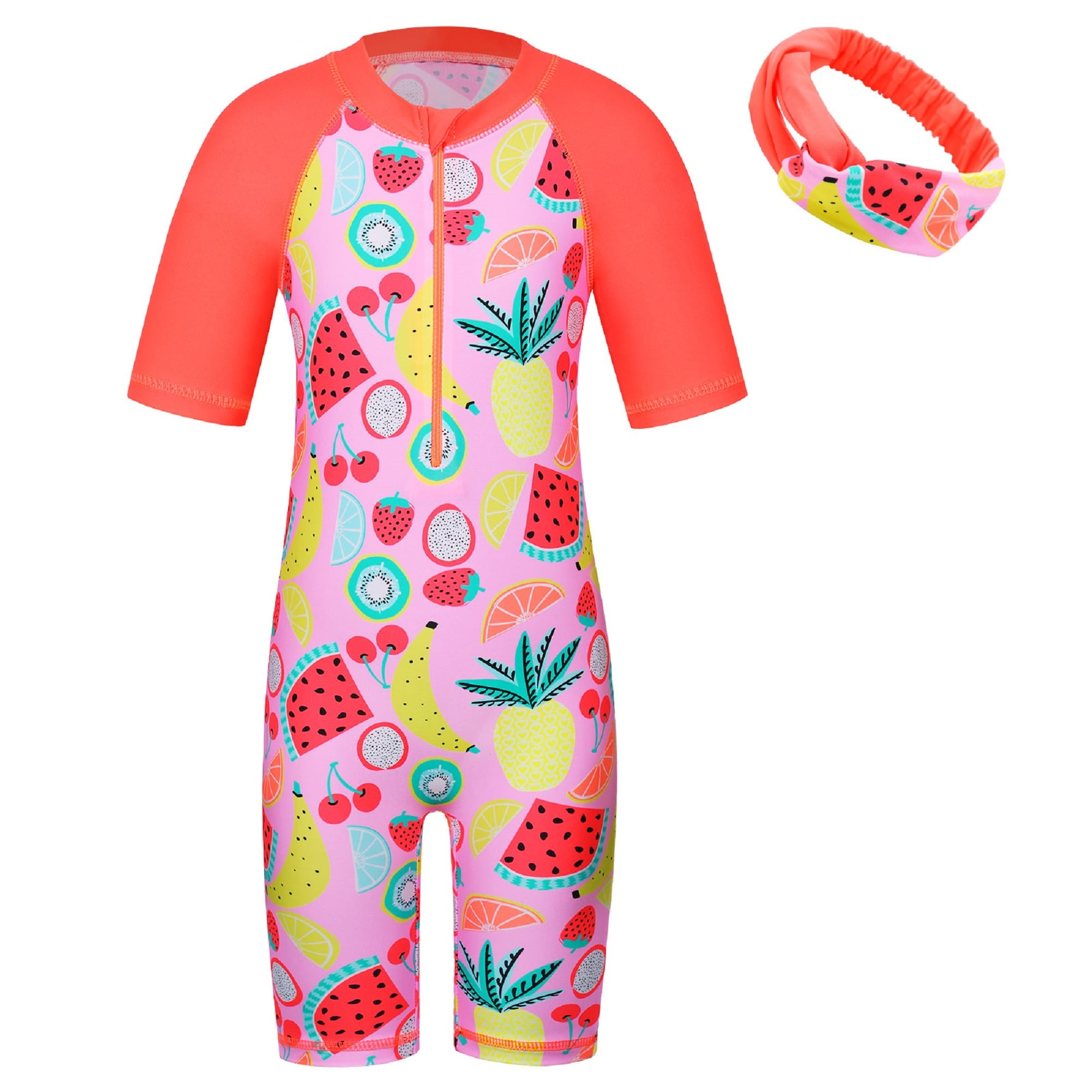 BAOHULU Girls One Piece Rash Guard Swimsuit Kids Water Sport Short ...