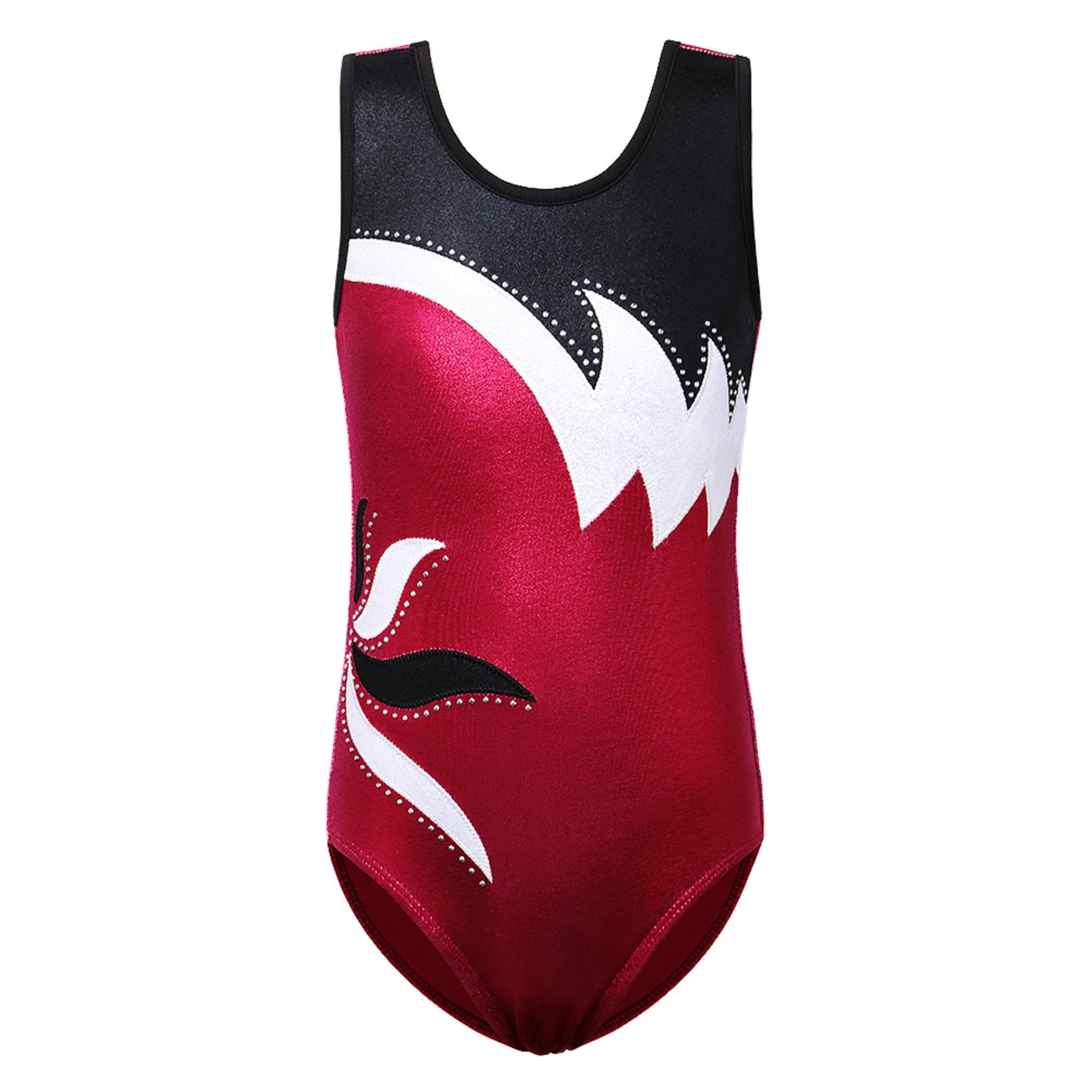 BAOHULU Girls Shiny Embroidery Red Ballet Dance Gymnastics Leotard ...