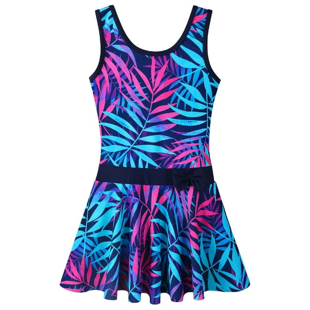 Baohulu Girls Swimsuit One Piece Upf 50 Printed Skirted Bathing Suit