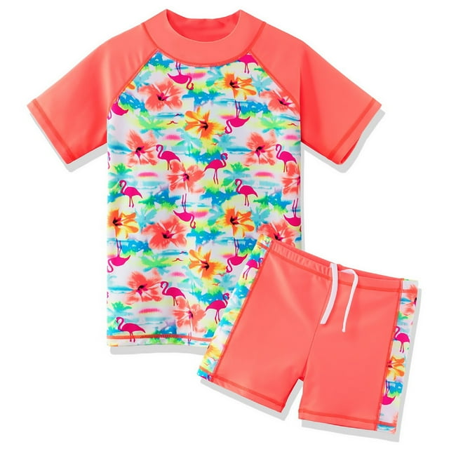 BAOHULU Girls Swimsuits Floral Rash Guard Set UPF 50+ Bathing Suit ...