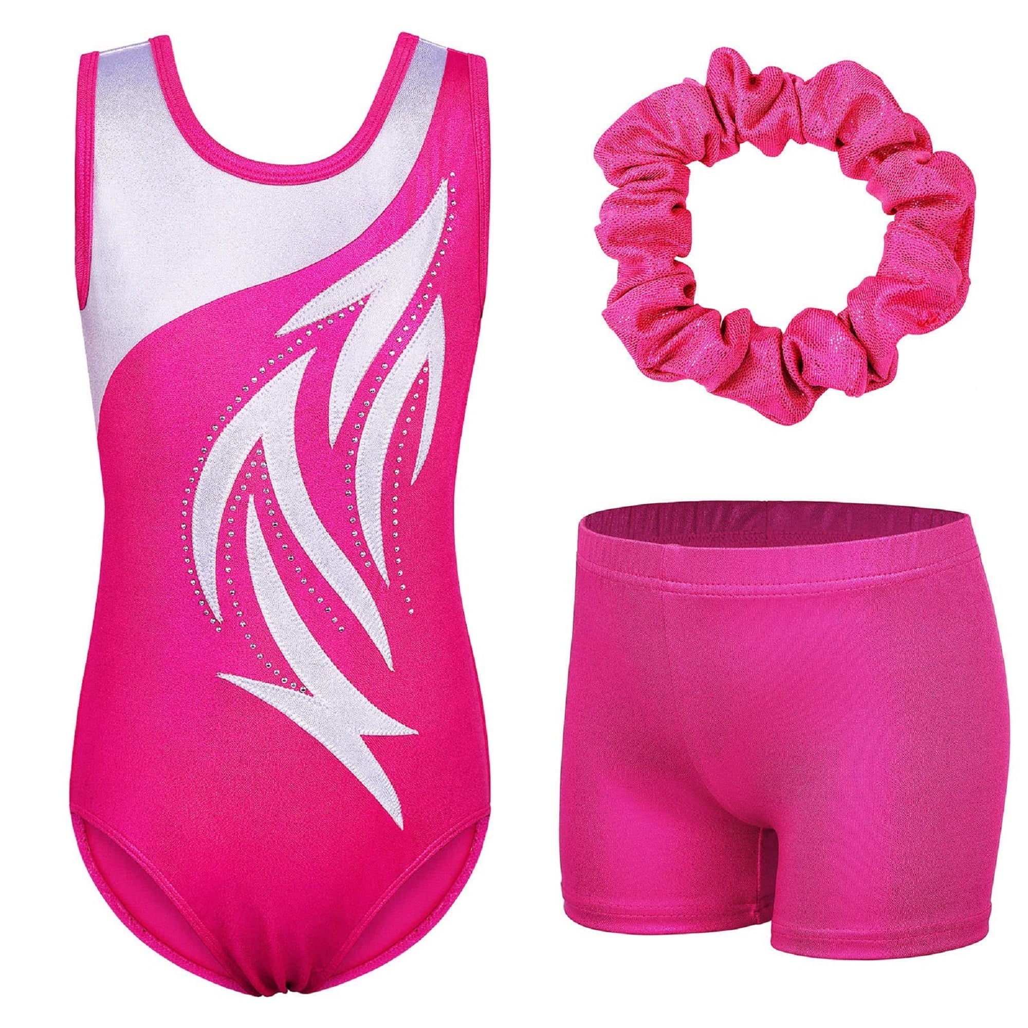 BAOHULU Girls Gymnastics Leotards Set, Sleeveless Dancewear with Shorts ...