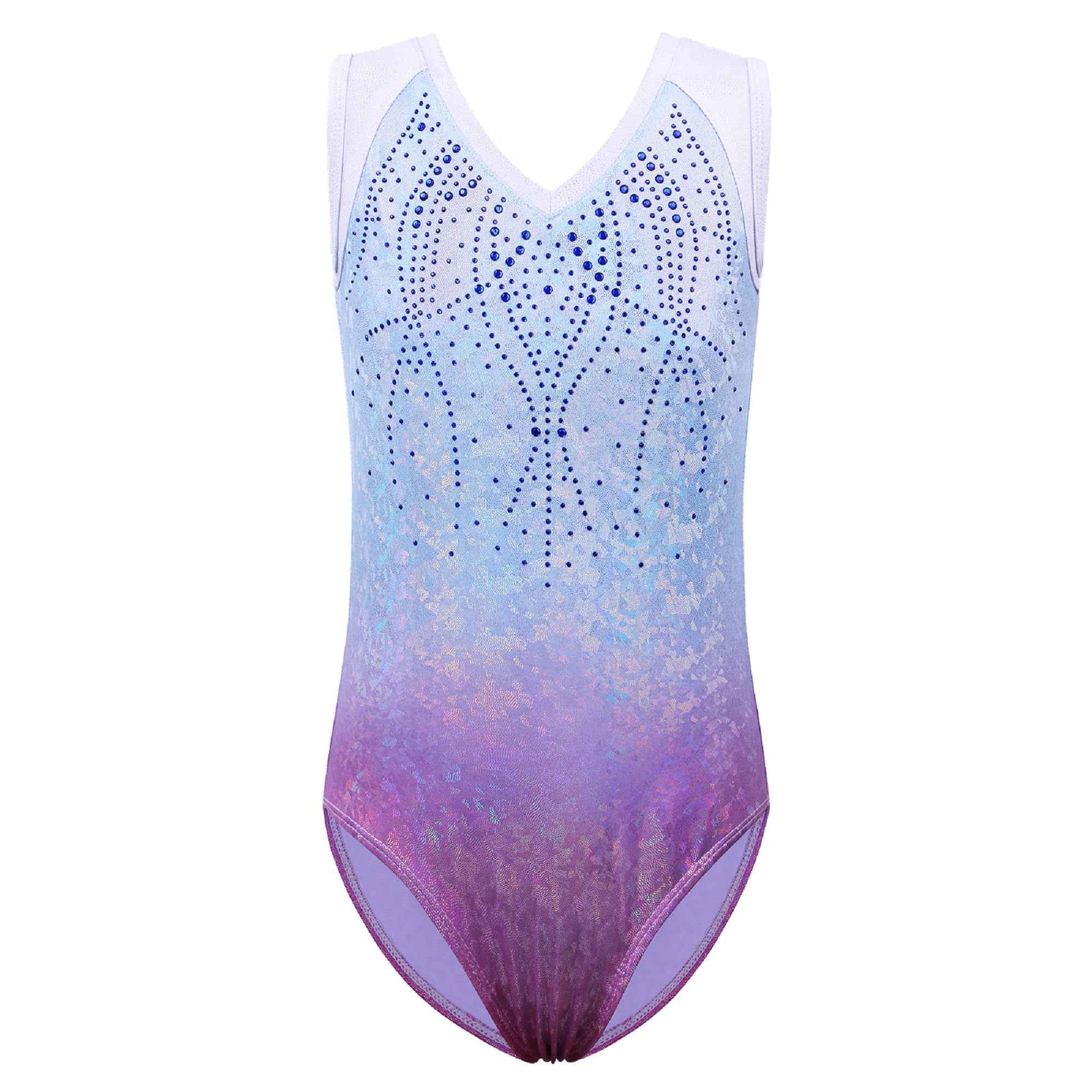 BAOHULU Shiny Diamond Gymnastics Leotard for Girls Sleeveless Purple ...