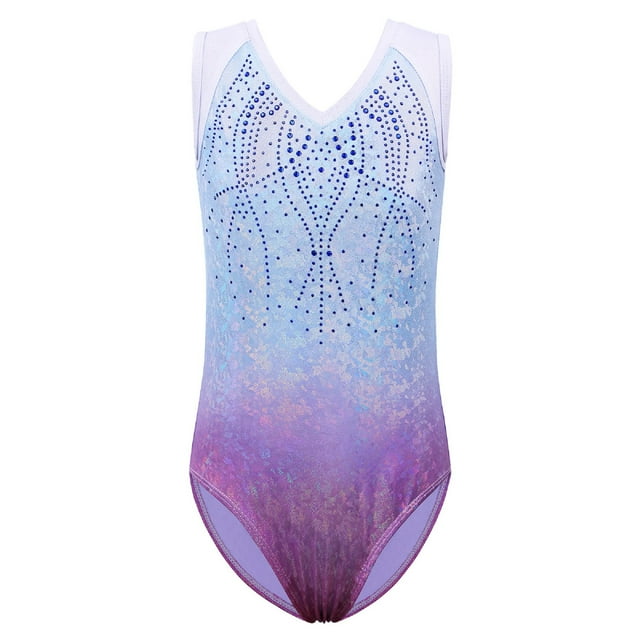 BAOHULU Shiny Diamond Gymnastics Leotard for Girls Sleeveless Purple ...